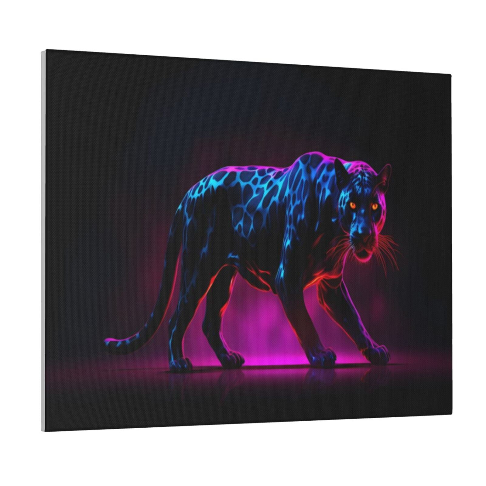Susaid Futuristic Purple Panther A、 Pattern Canvas Wall Decor Poster ...