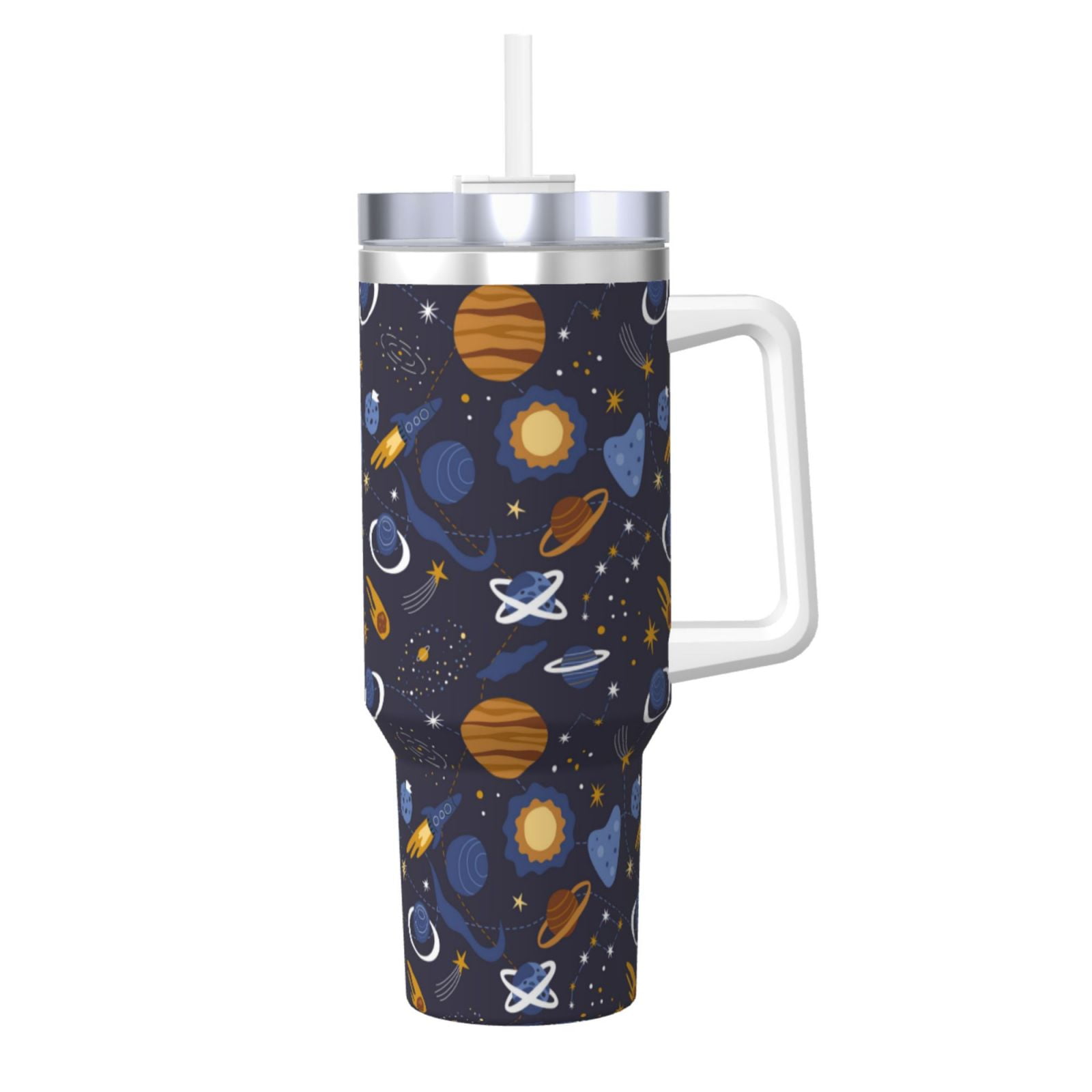 Susaid Galaxy Print Indoor Outdoor Straw Lid 40oz Ice Bully With Handle ...