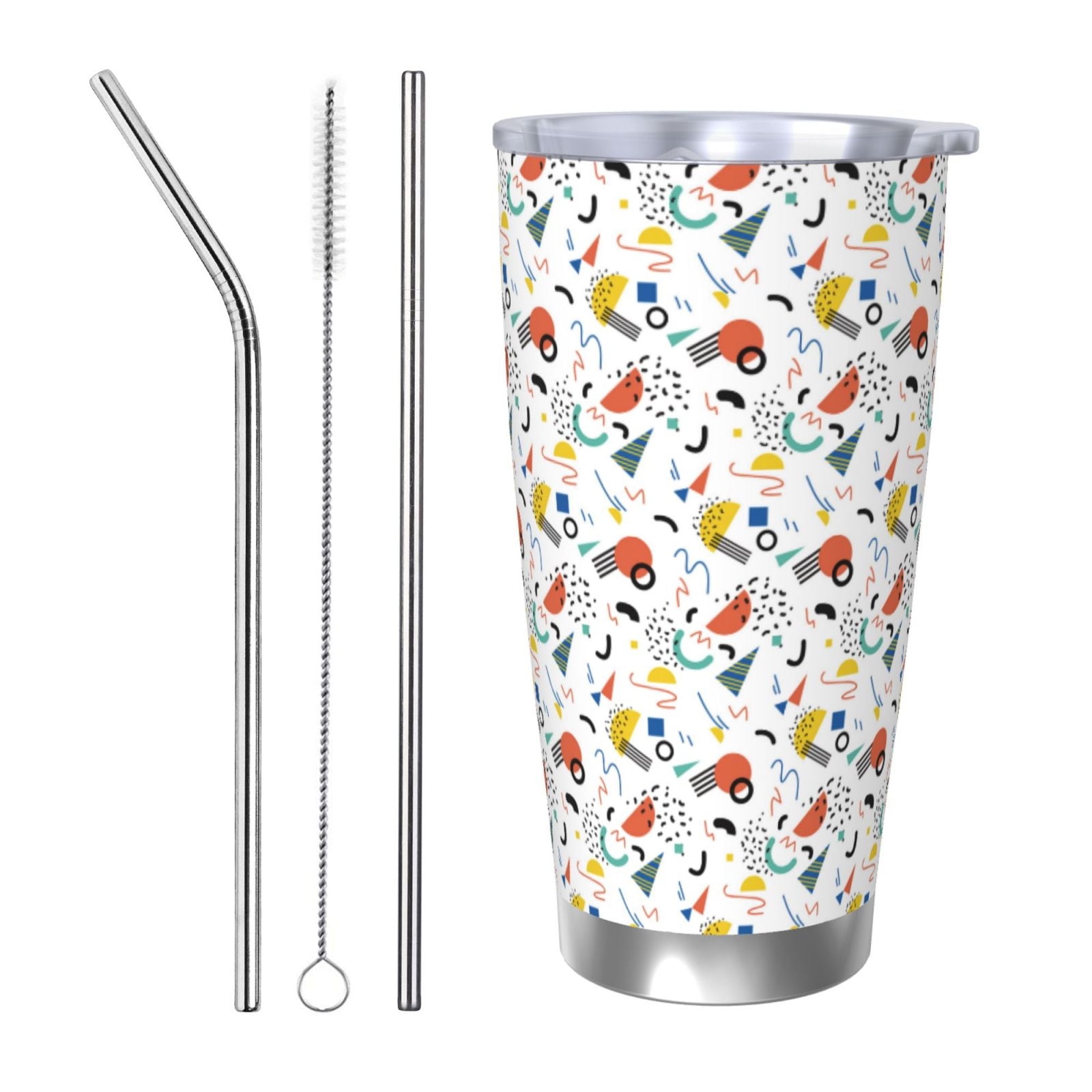 Susaid Geometric Retro Print 20oz Car Cup,Insulated Coffee Cup Fully ...