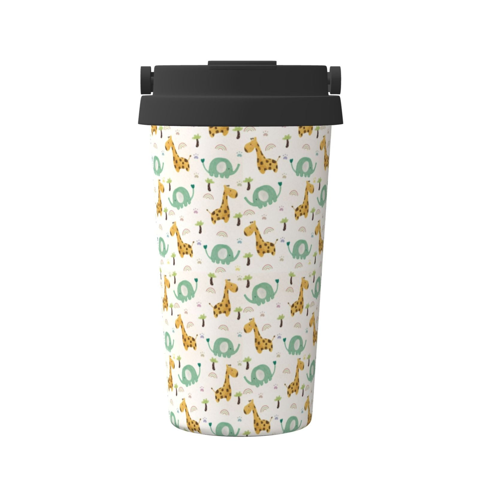 Susaid Giraffe And Elephant Print Coffee Travel Mug, Insulated Coffee ...