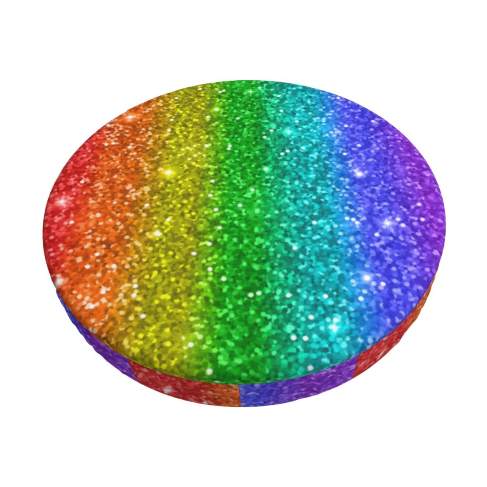 Susaid Glitter Rainbow Print Elastic Bar Stool Cover Personalized ...