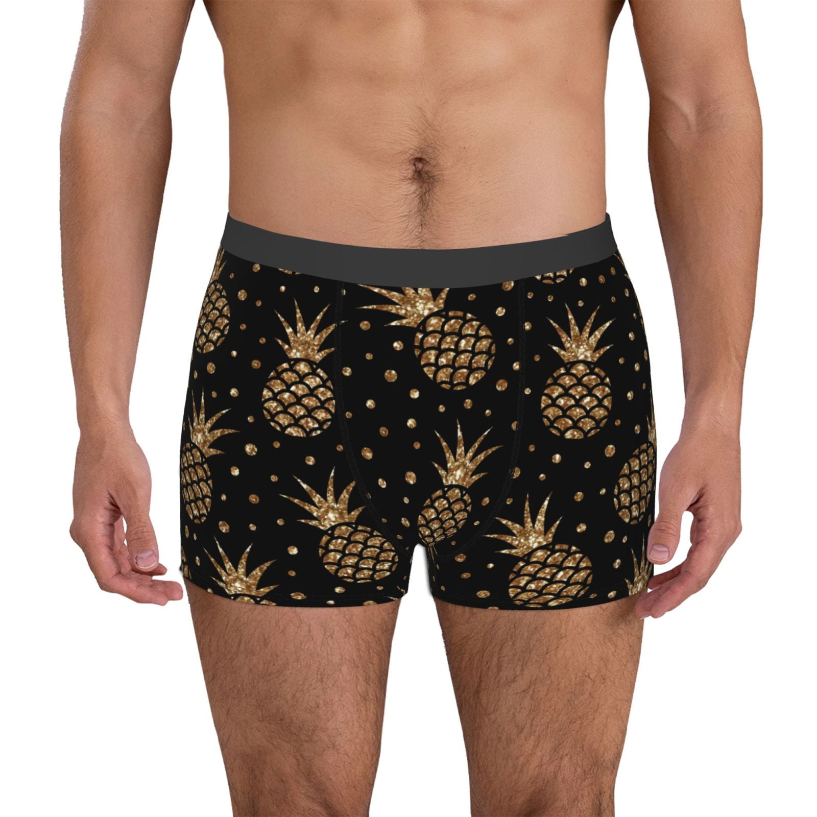 Susaid Gold Glitter Pineapples Print Men's Mesh Boxer Briefs Cooling Breathable Sports Underwear ...