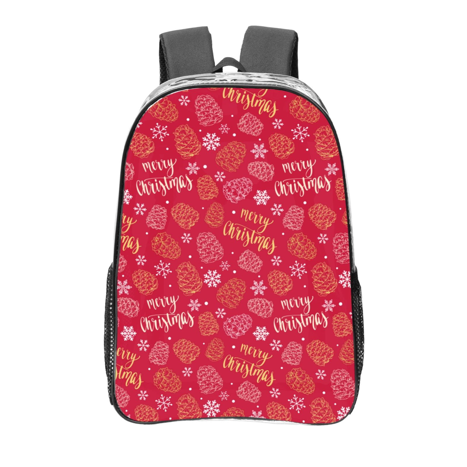 Susaid Gold Pinecone Merry Christmas A Print Clear Backpack See Through ...