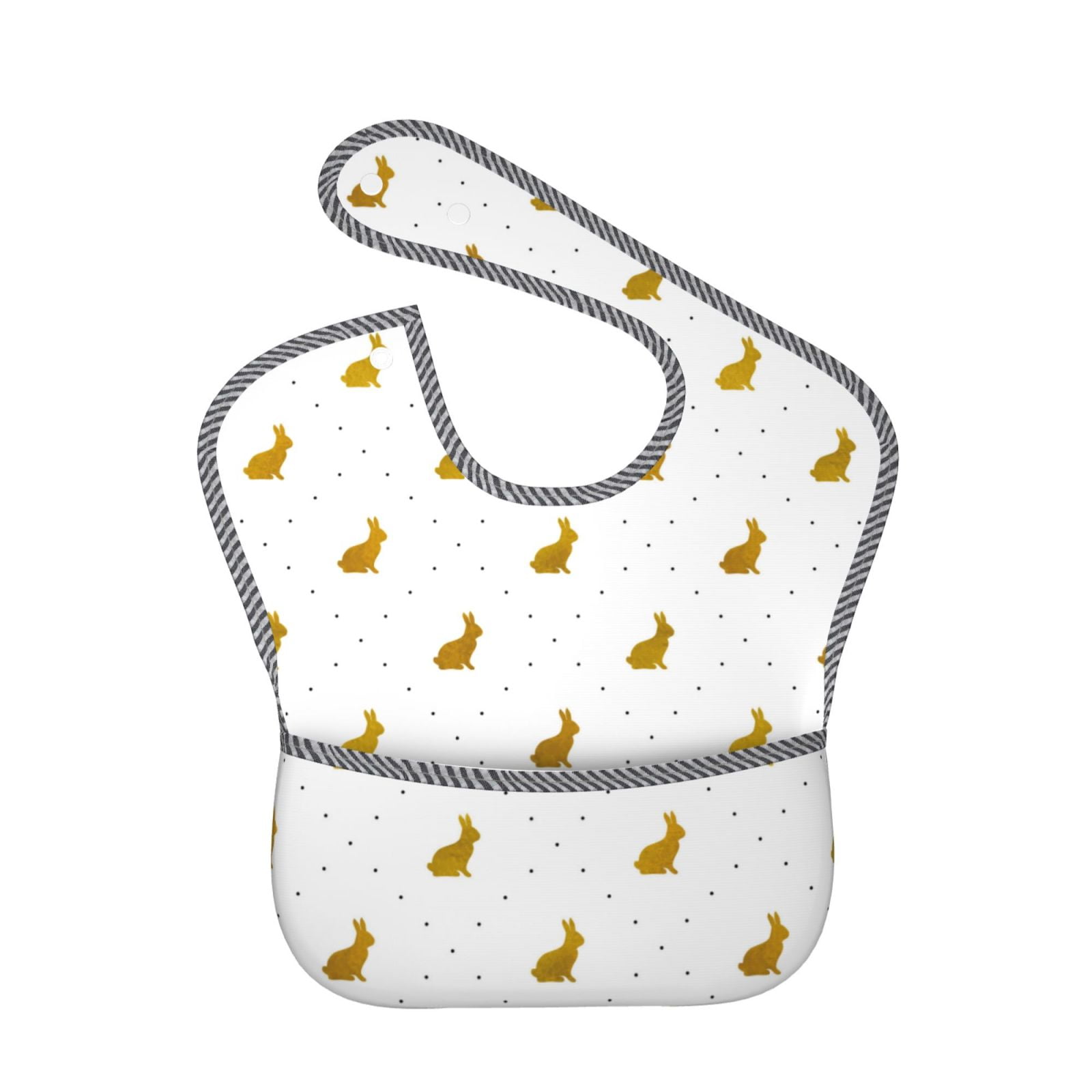 Susaid Gold Rabbit Print Bibs for Babies Toddlers Adjustable Waterproof ...