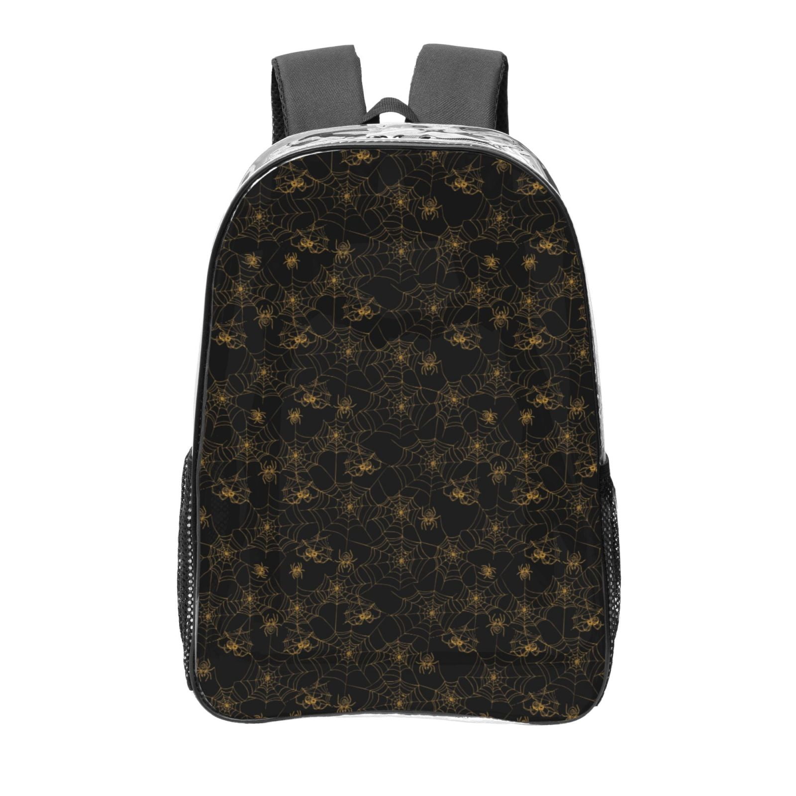 Susaid Gold Spiders And Cobwebs Print Clear Backpack See Through ...