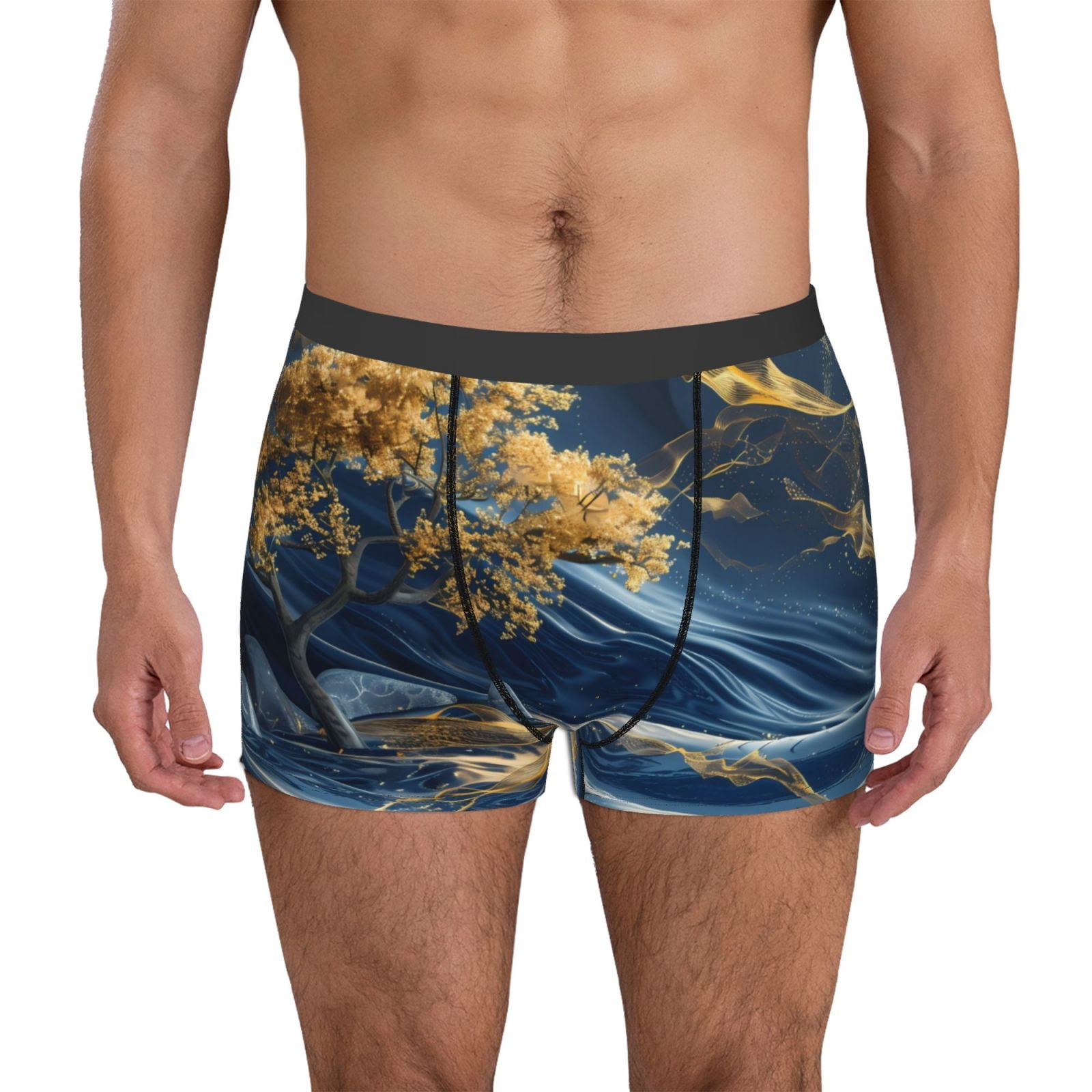 Susaid Golden Fantasy Landscape Print Men's Mesh Boxer Briefs Cooling ...