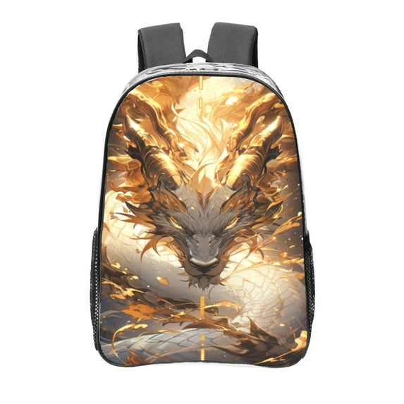 Susaid Golden Horned White Dragon Print Clear Backpack See Through Transparent Plastic Clear ...
