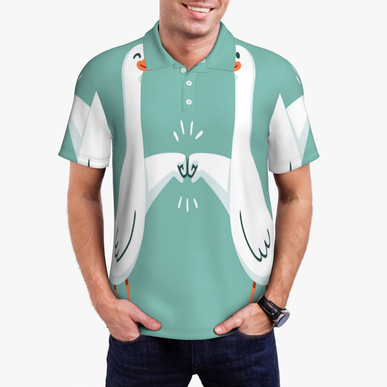 Susaid Goosebumps Print Men's Short Sleeve Polo Shirt, Golf Shirts for ...
