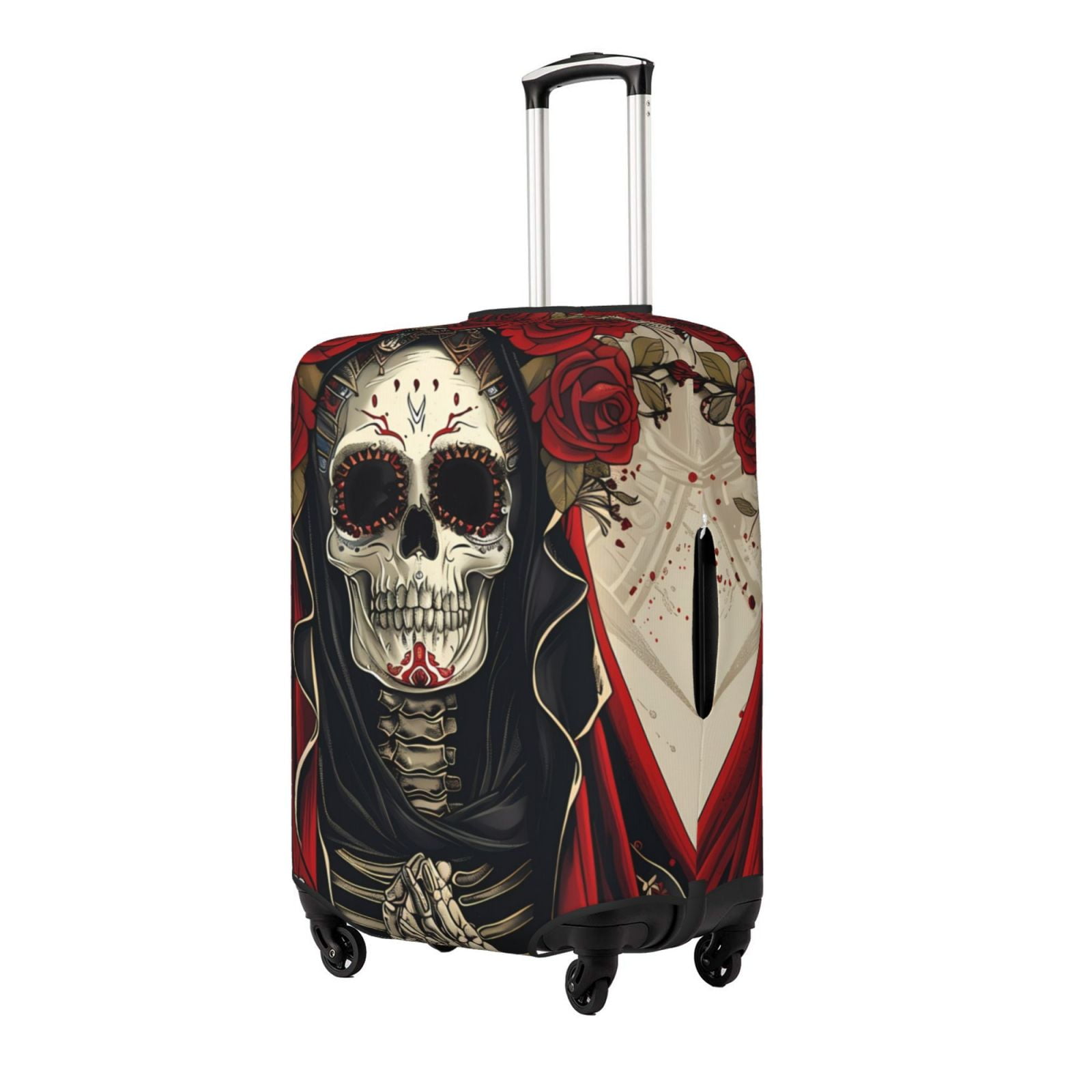 Susaid Gothic Skull With Roses Print Elastic Washable Suitcase Cover ...