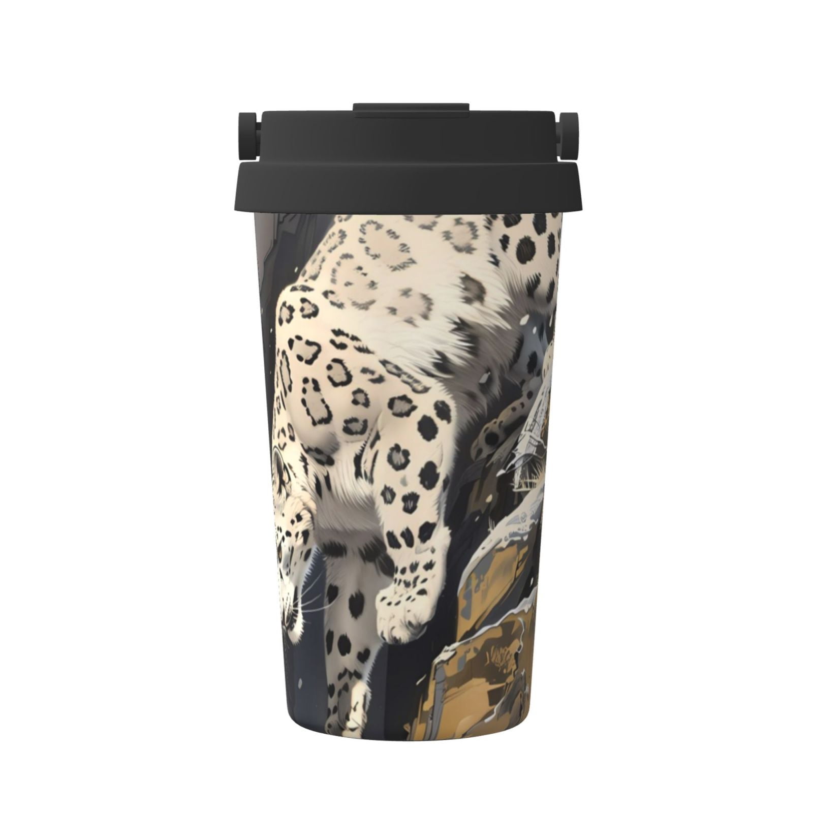 Susaid Graceful Snow Leopard Print Coffee Travel Mug, Insulated Coffee ...