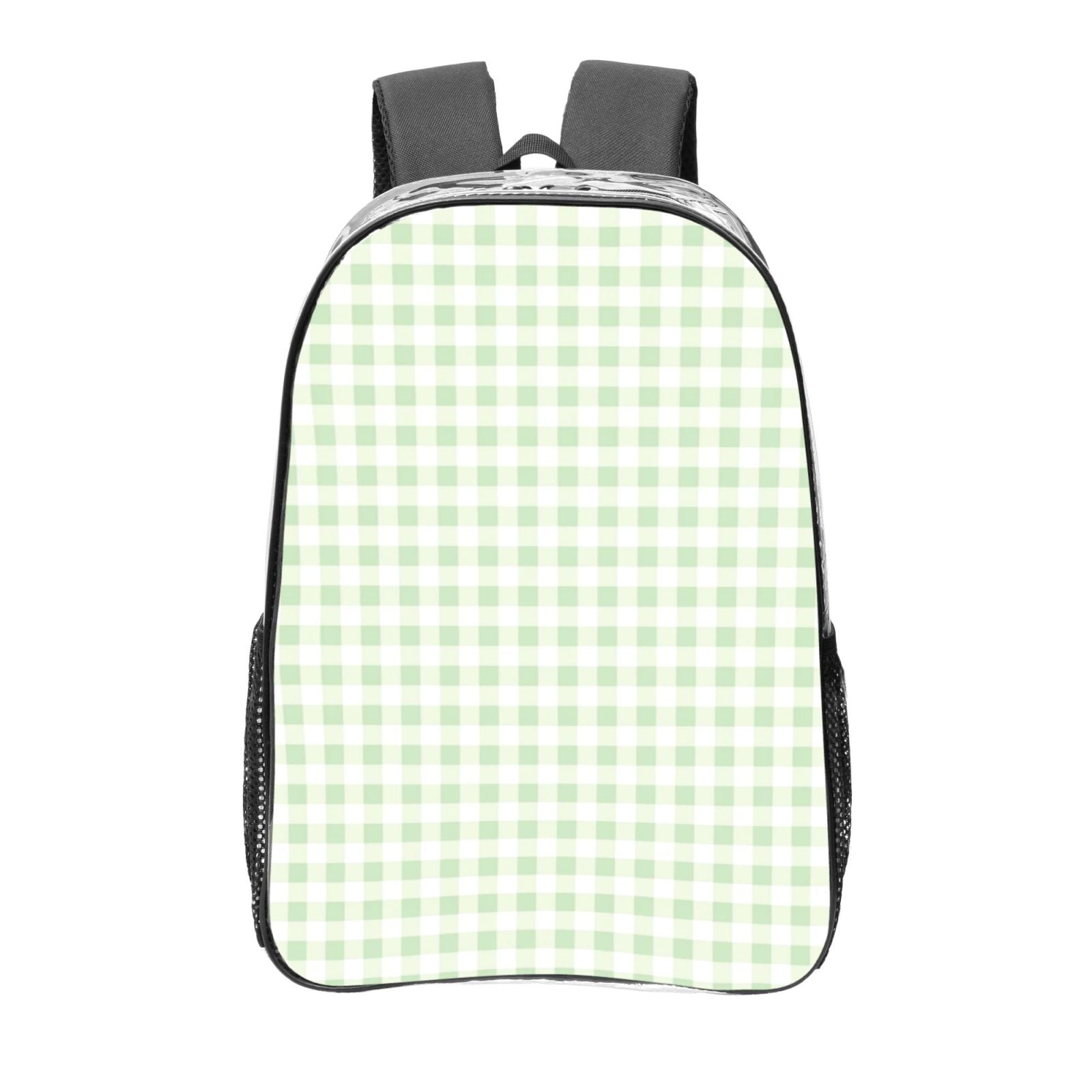 Susaid Green Checkboard Print Clear Backpack See Through Transparent ...
