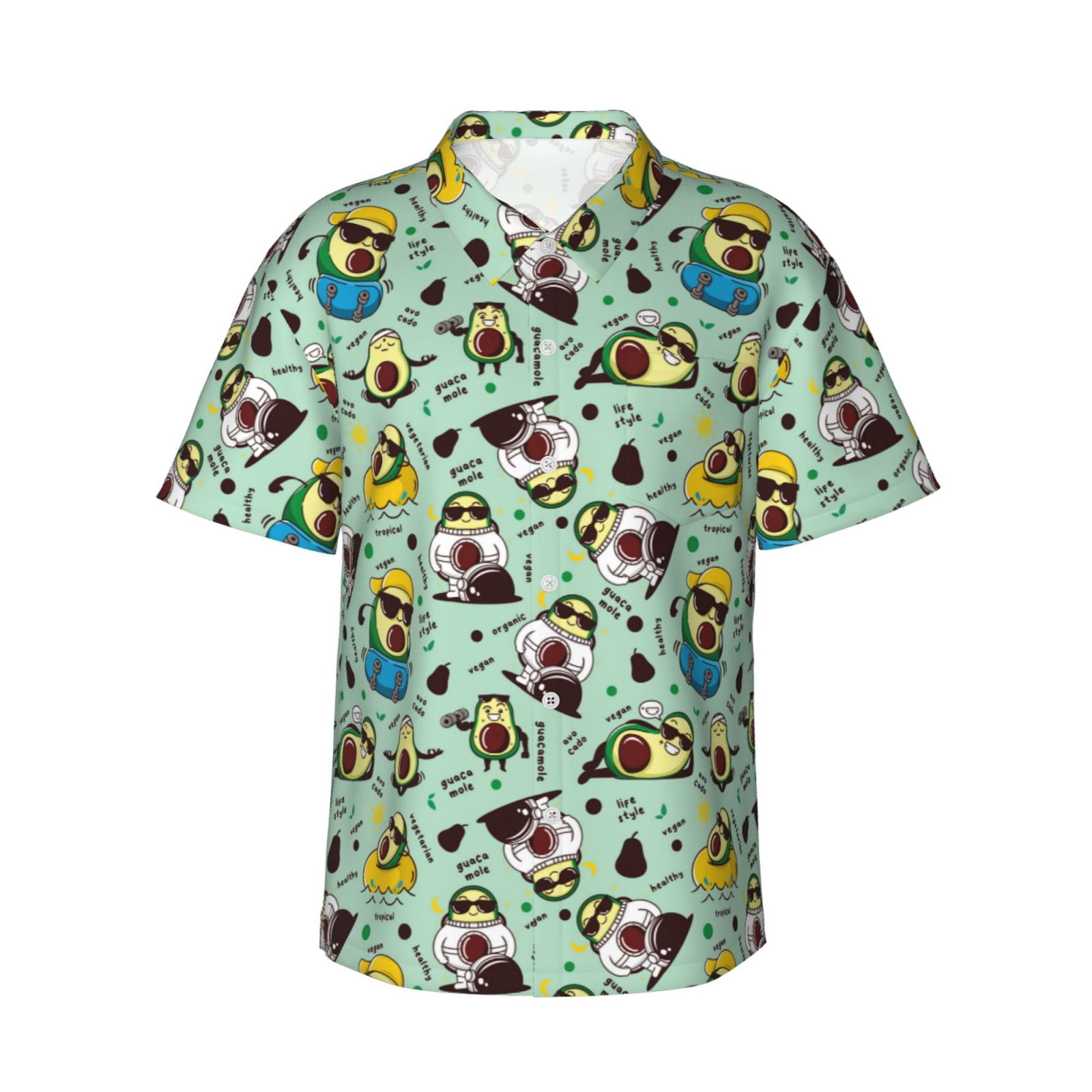 Susaid Green Cute Avocado Print Hawaiian Shirts for Men Women,Hawaiian ...
