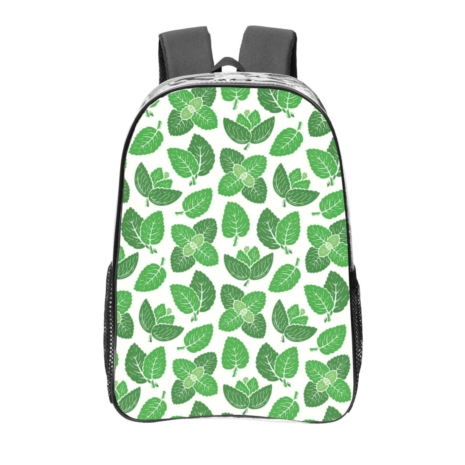 Susaid Green Leaves Print Clear Backpack See Through Transparent ...