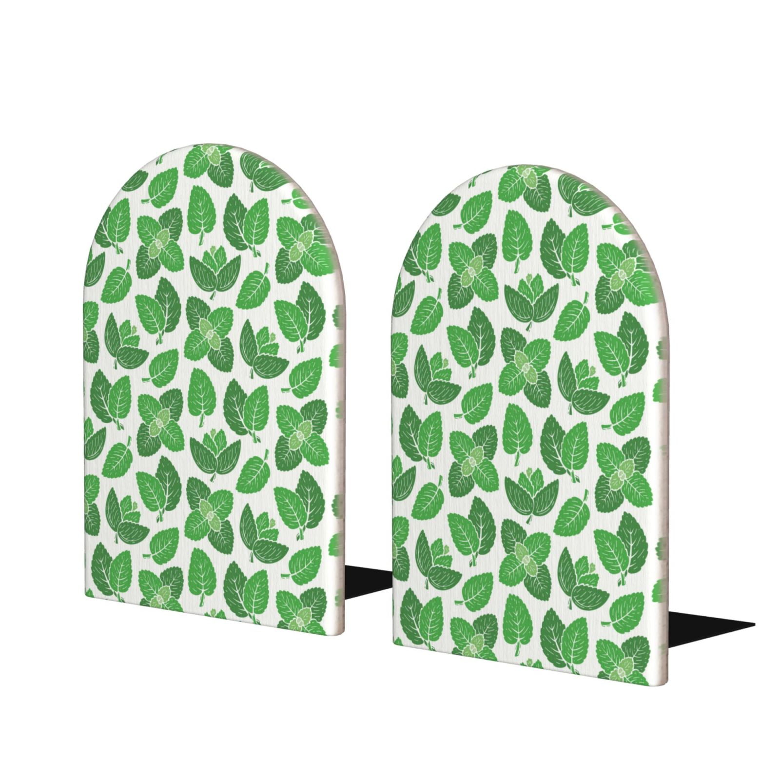 Susaid Green Leaves Print Wooden Bookends Decorative Book Ends for ...