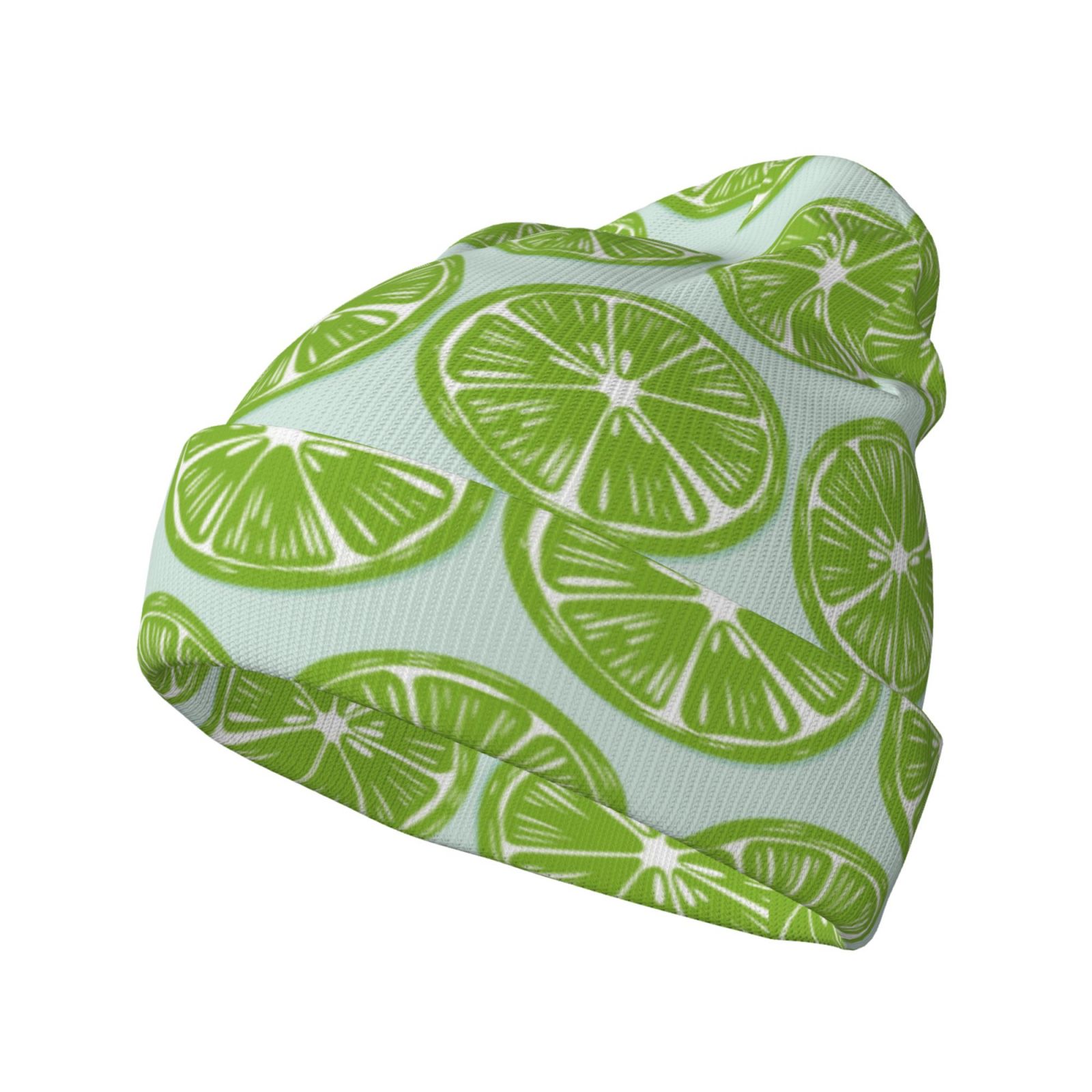 Susaid Green Lemon Slices Print Winter Beanie for Men Women, Lined ...