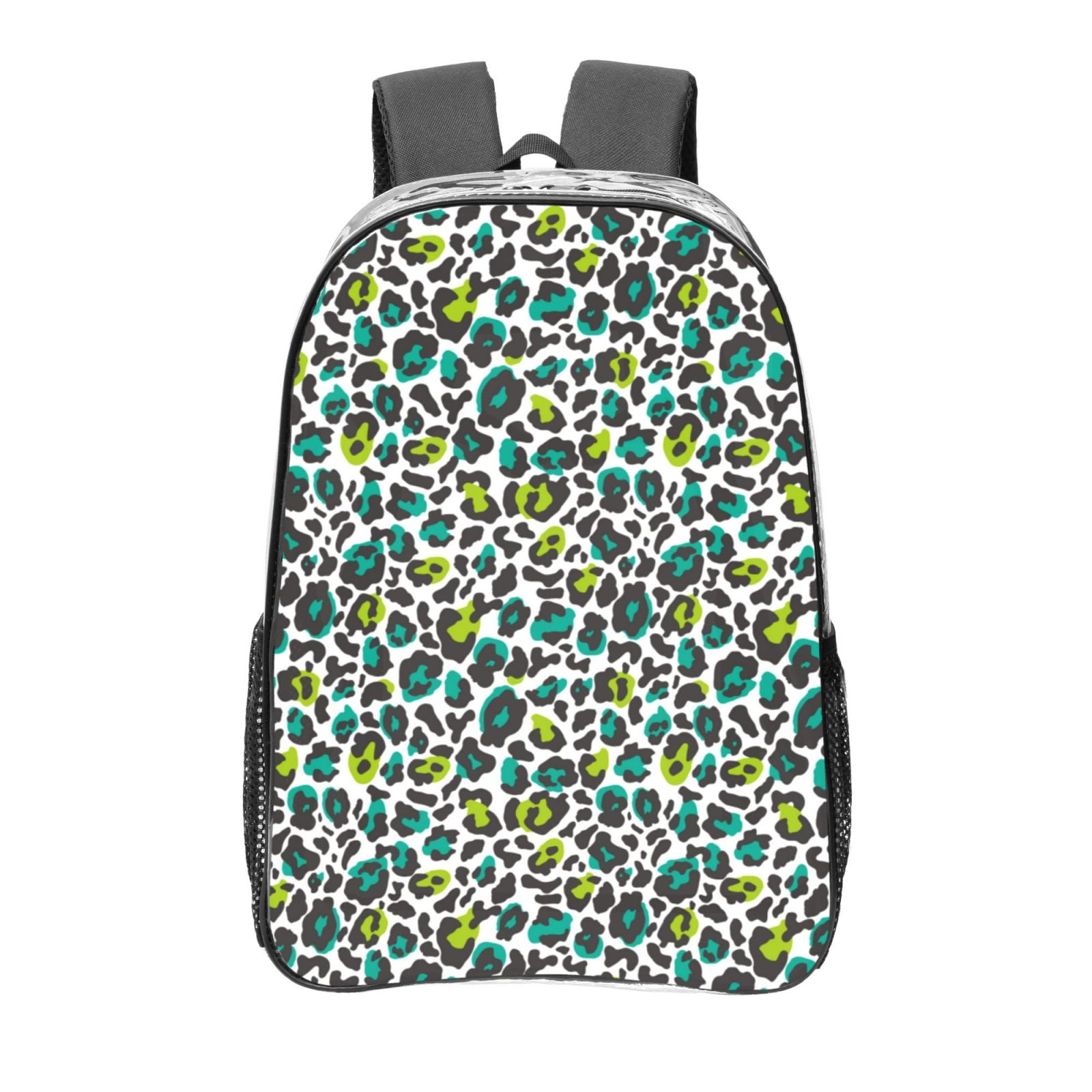 Susaid Green Leopard Print Clear Backpack See Through Transparent ...