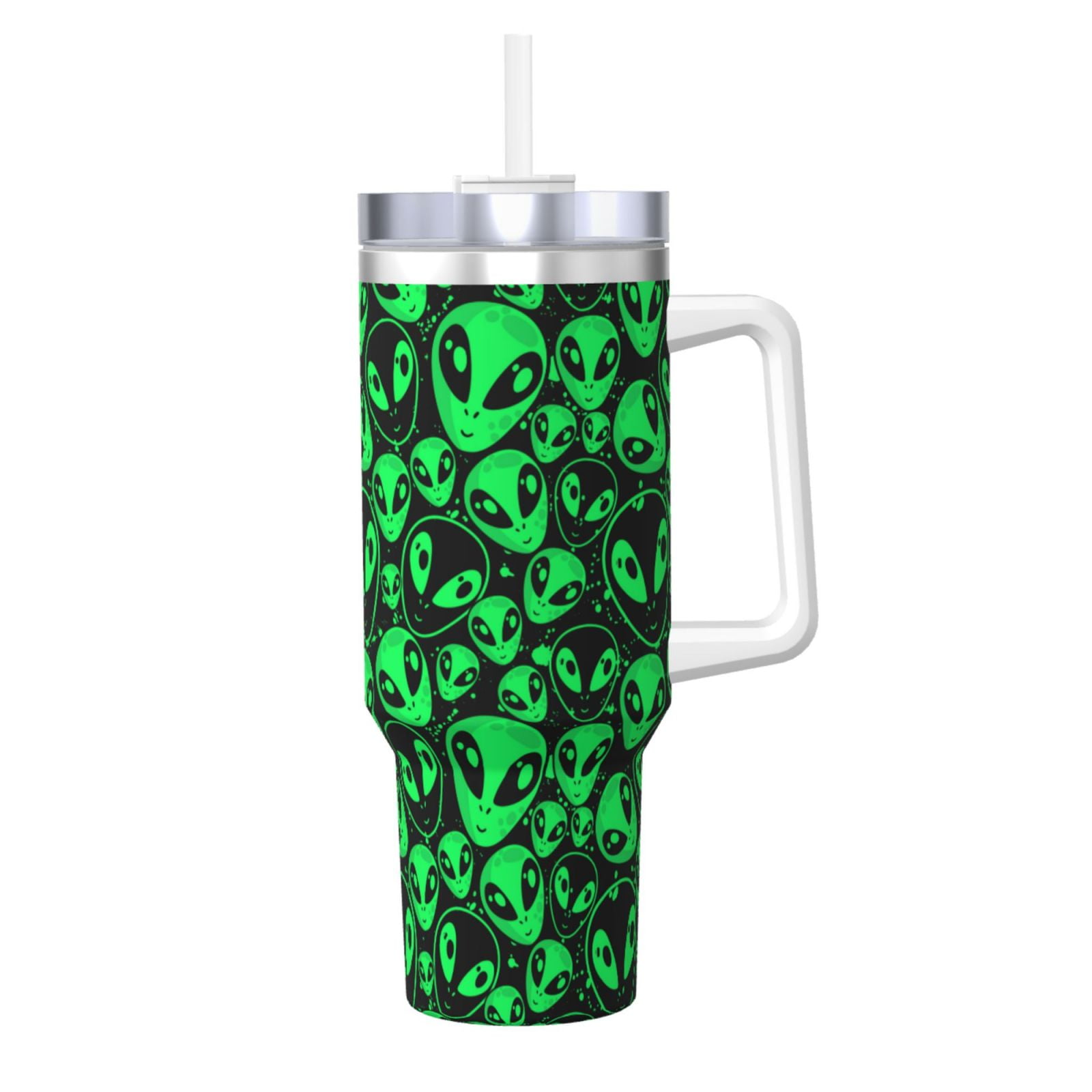 Susaid Green Monster Print Indoor Outdoor Straw Lid 40oz Ice Bully With ...
