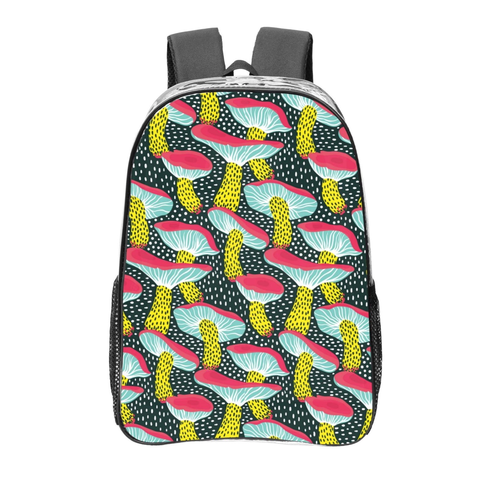 Susaid Green Mushroom Print Clear Backpack See Through Transparent ...