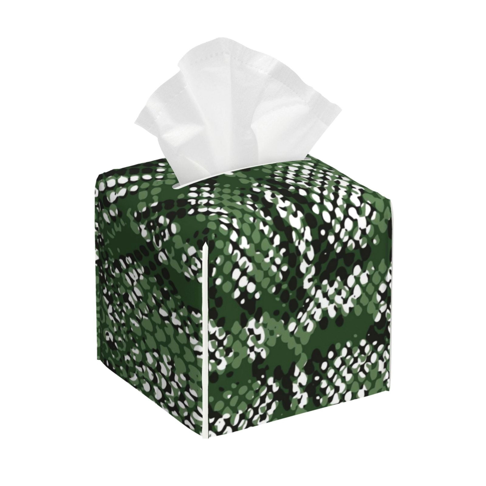 Susaid Green Snakeskin Print PU Leather Tissue Box Cover, Square ...