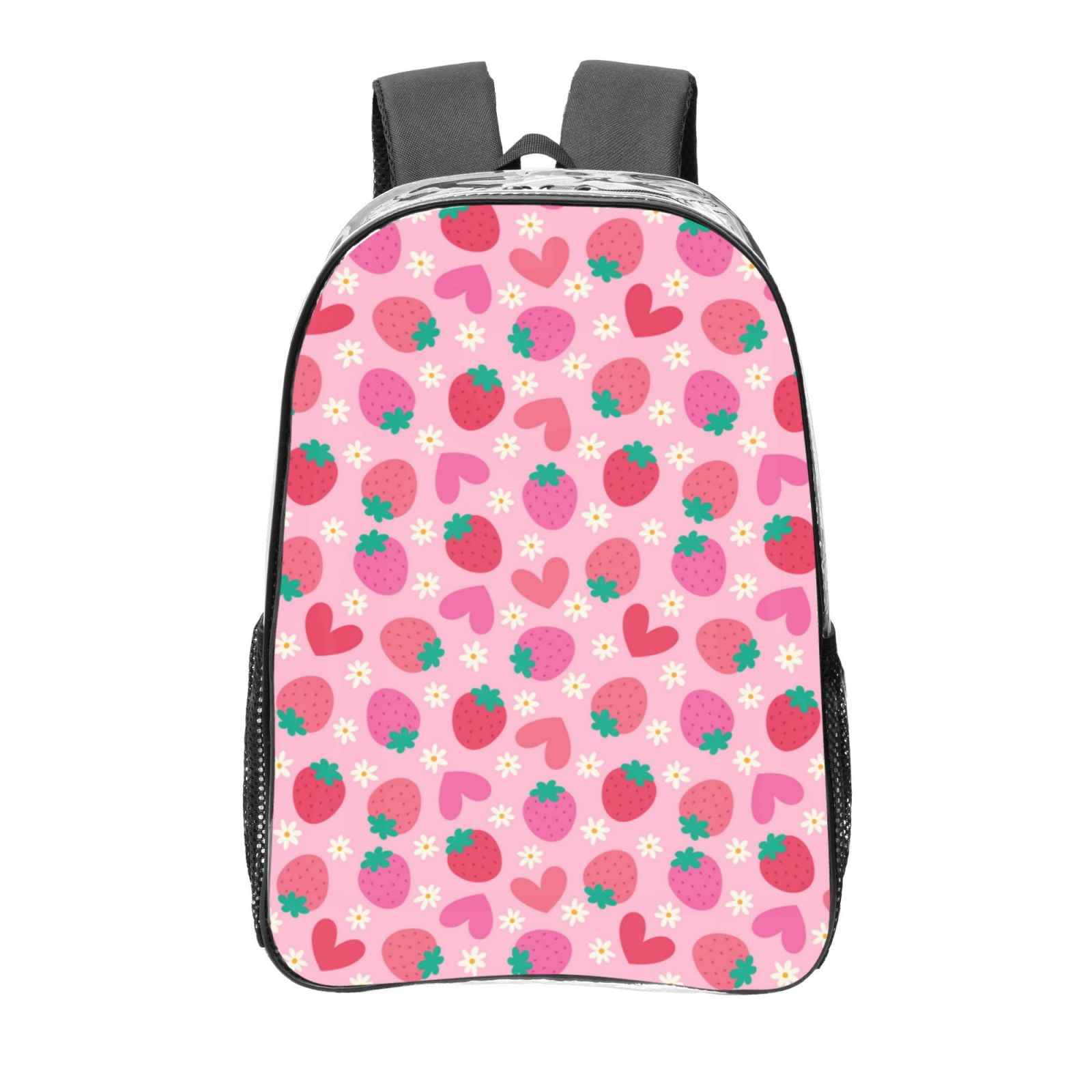 Susaid Haear Strawberry Print Clear Backpack See Through Transparent ...
