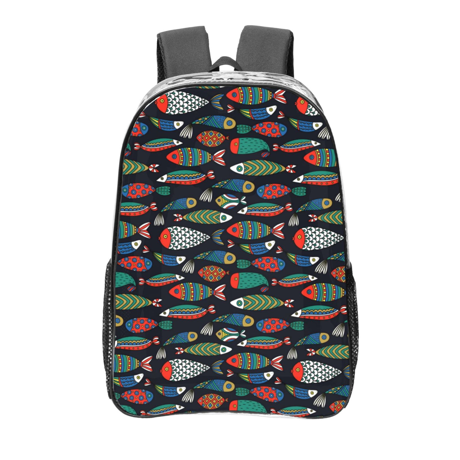 Susaid Hand Drawn Colorful Fishes Print Clear Backpack See Through ...