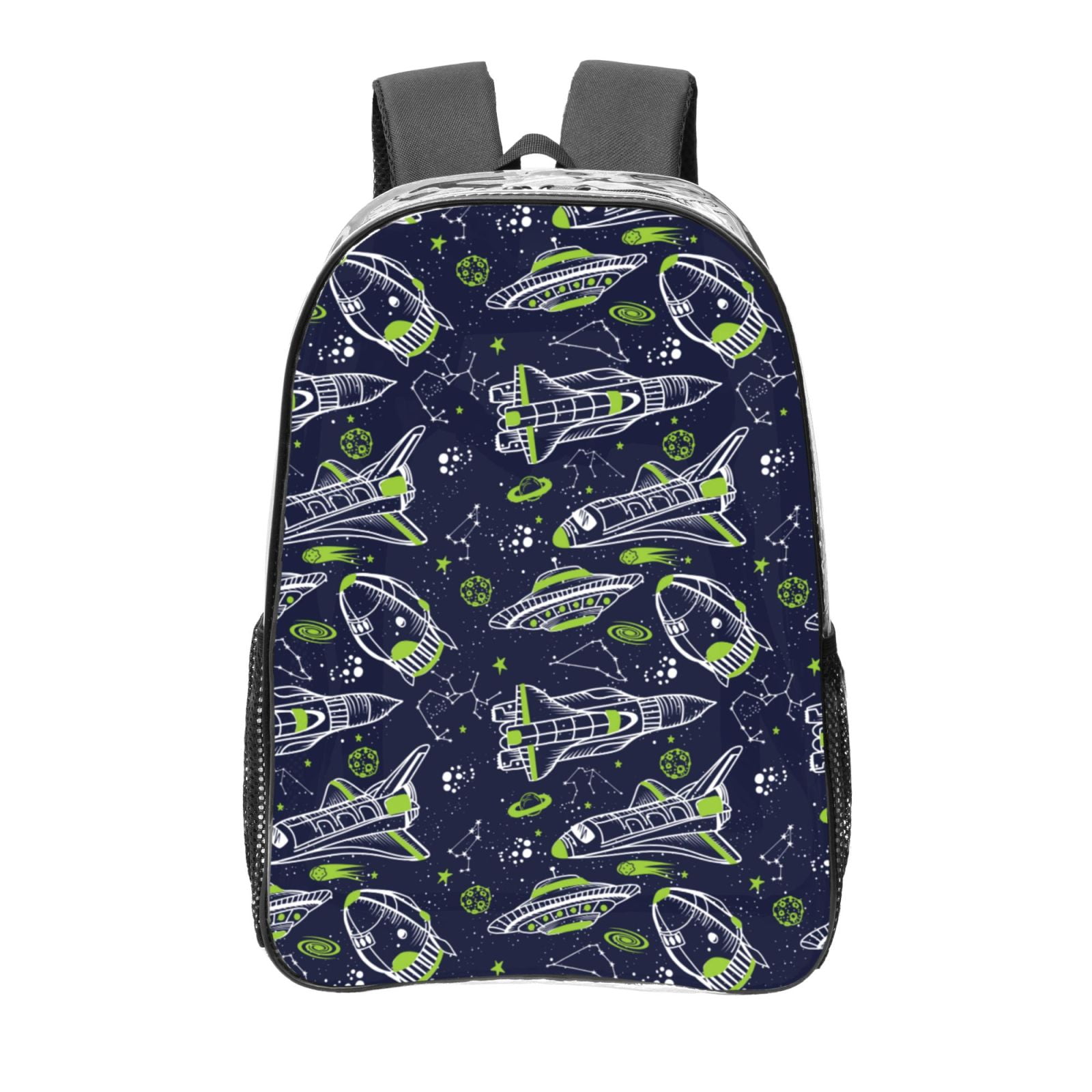 Susaid Hand Drawn Rockets Print Clear Backpack See Through Transparent ...