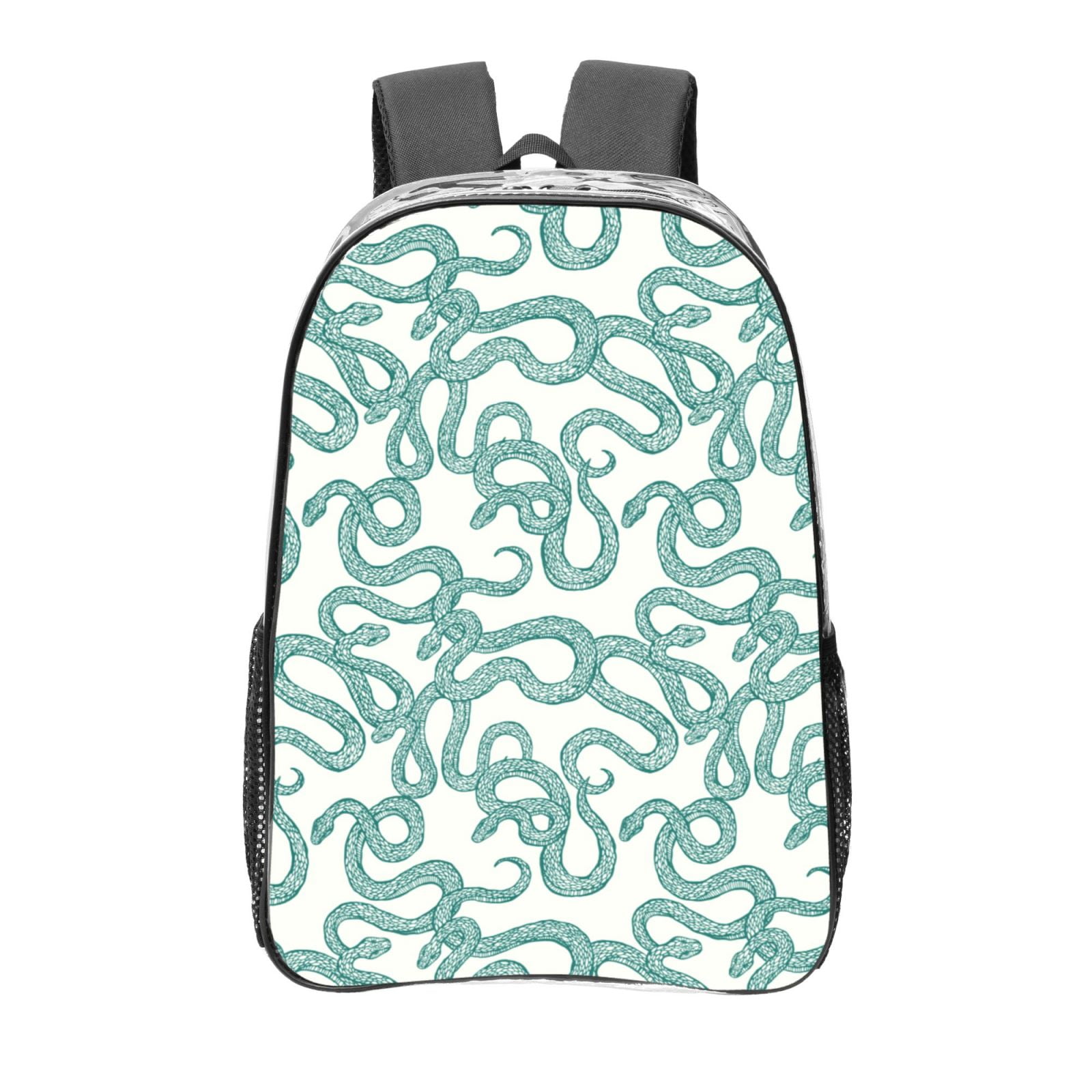 Susaid Hand Drawn Snake Print Clear Backpack See Through Transparent ...