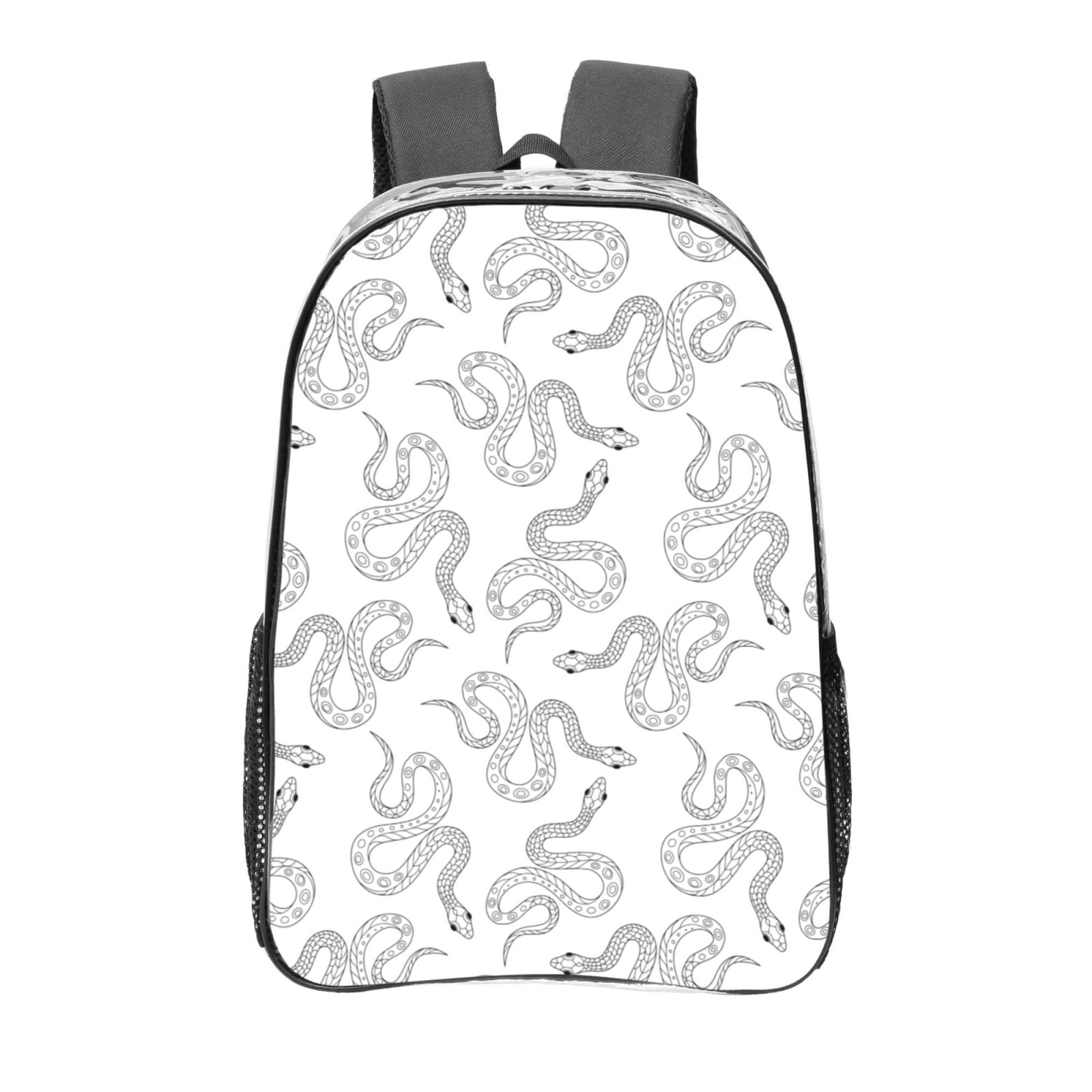 Susaid Hand Drawn Snake Print Clear Backpack See Through Transparent ...