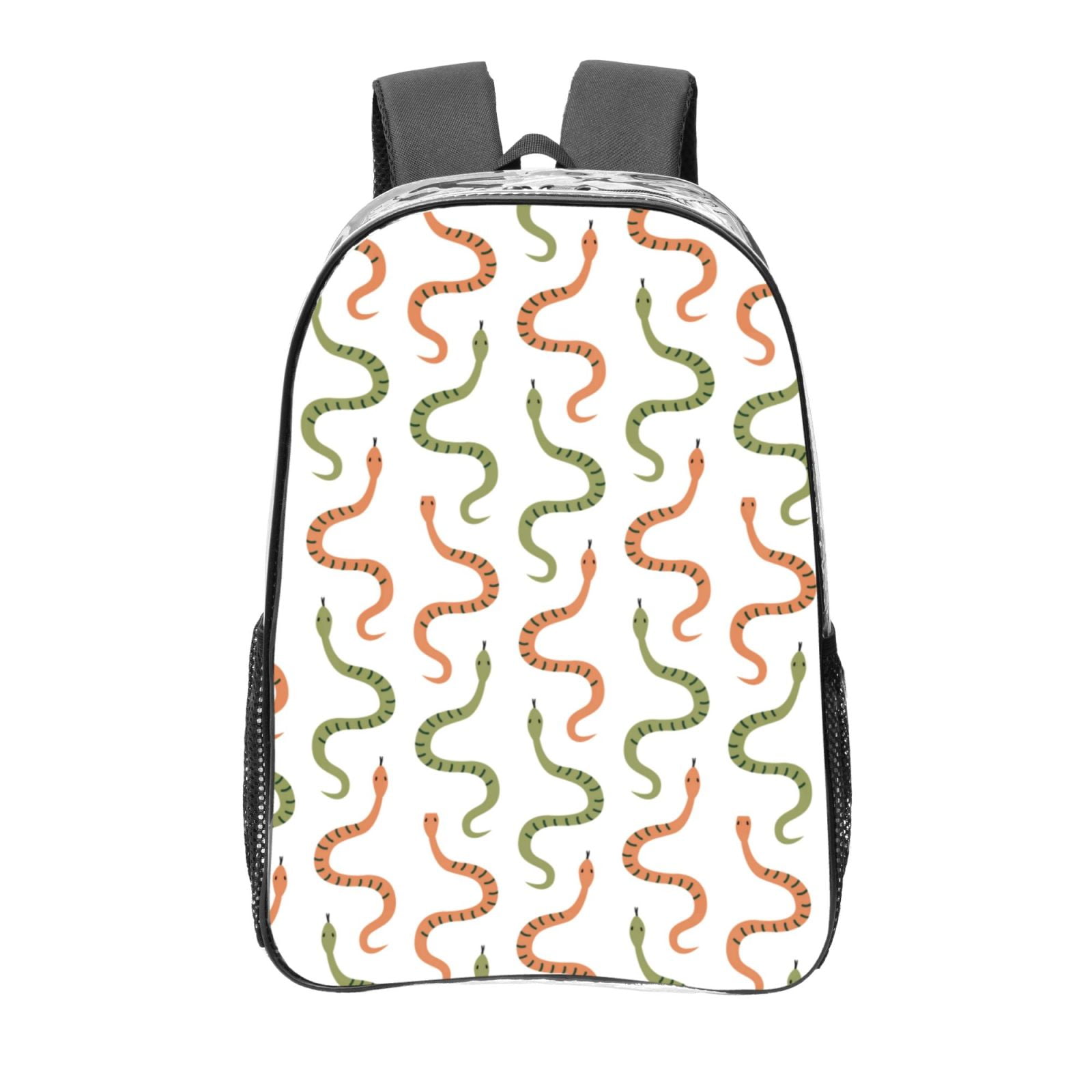 Susaid Hand Drawn Snake Print Clear Backpack See Through Transparent ...