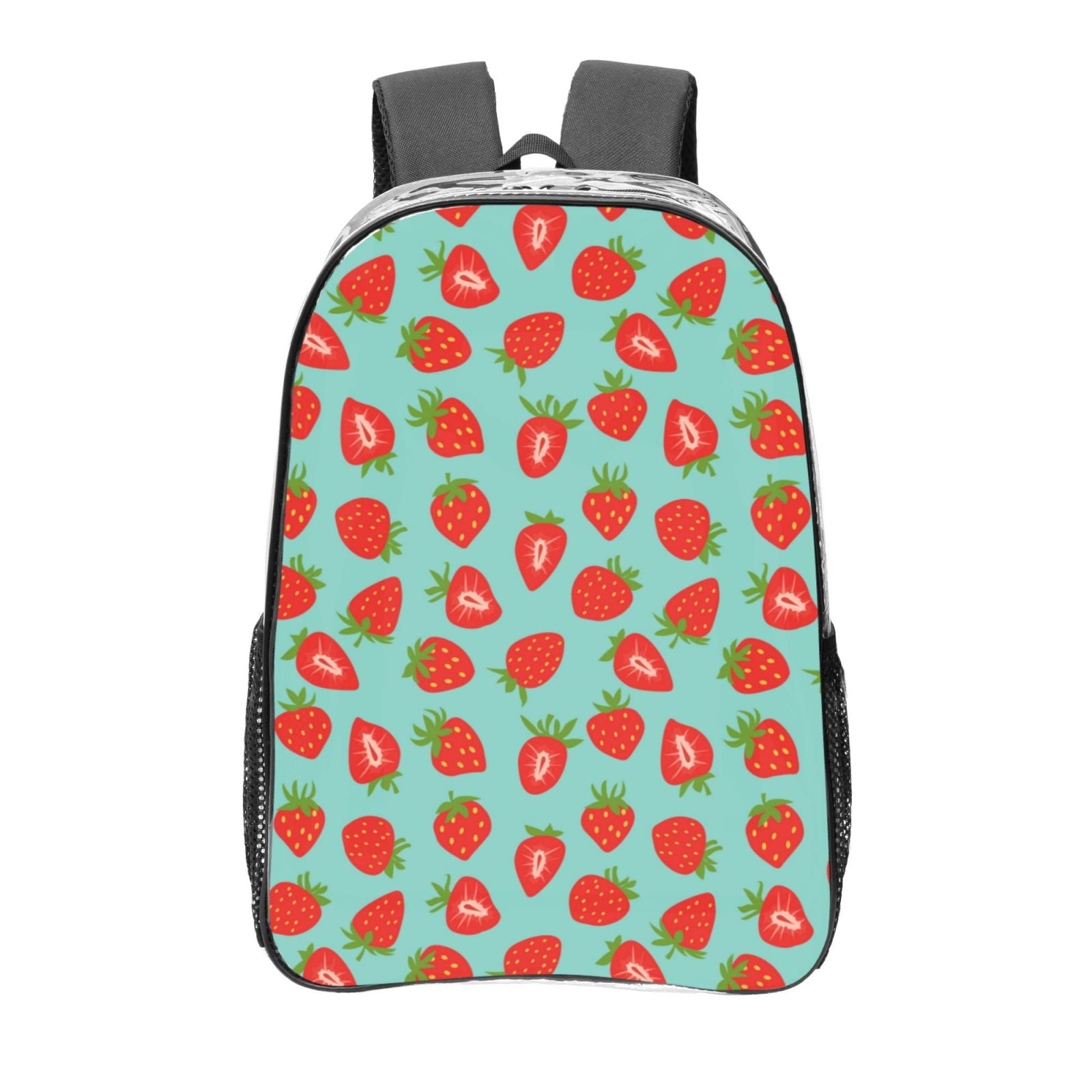 Susaid Hand Drawn Strawberry Print Clear Backpack See Through ...