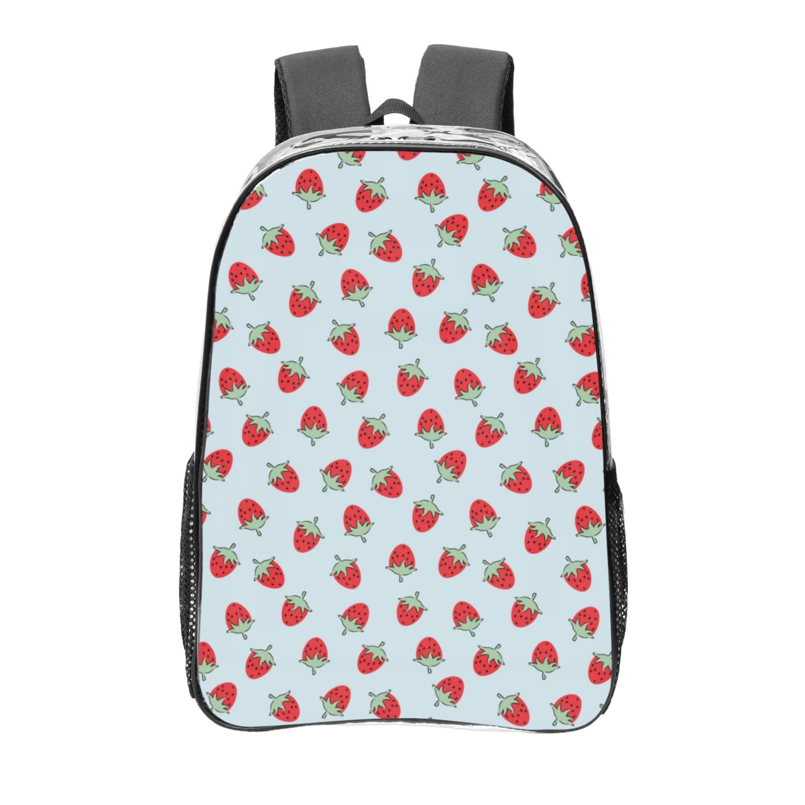 Susaid Hand Drawn Strawberry Print Clear Backpack See Through ...