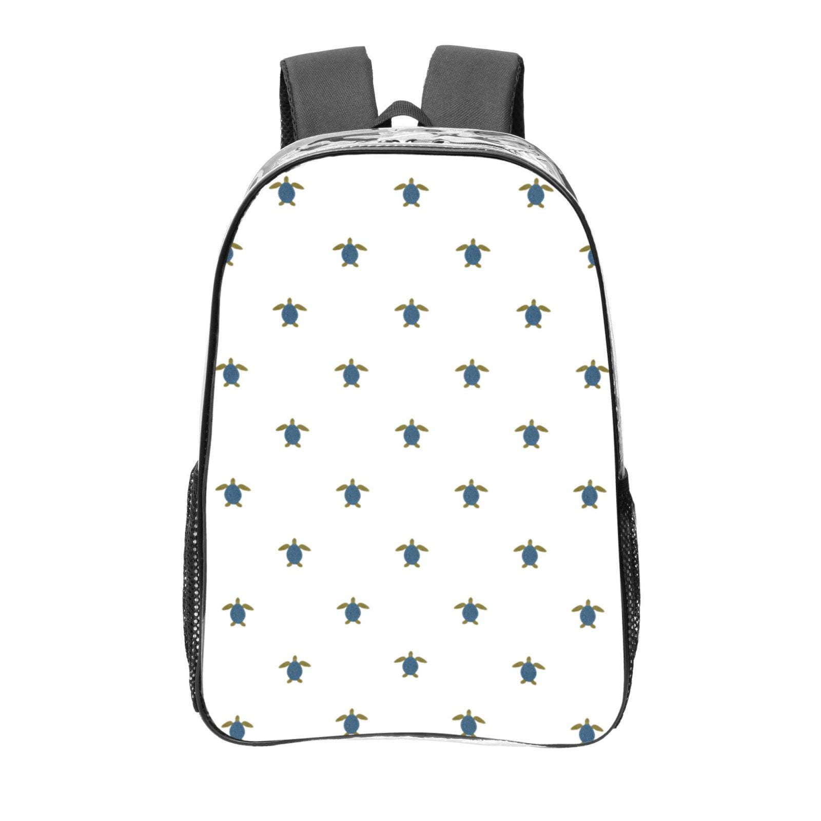 Susaid Hand Drawn Turtle Print Clear Backpack See Through Transparent ...