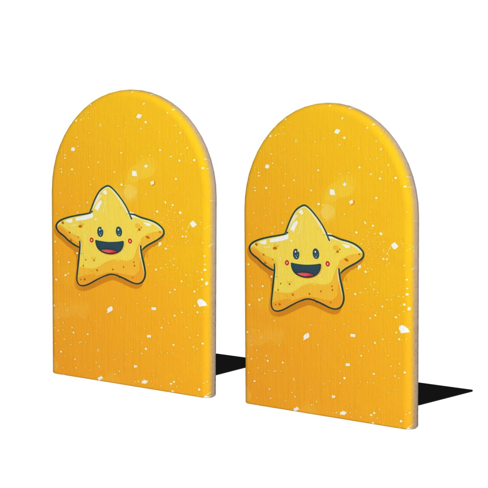 Susaid Happy Cartoon Star Print Wooden Bookends Decorative Book Ends ...