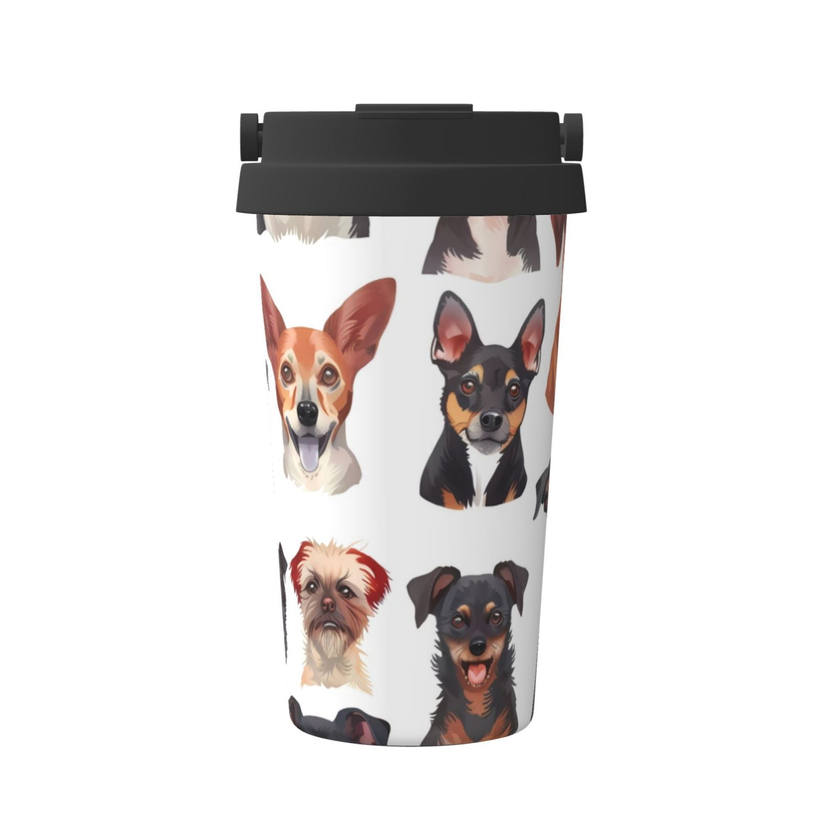 Susaid Happy Dog Faces Collage Print Coffee Travel Mug, Insulated ...
