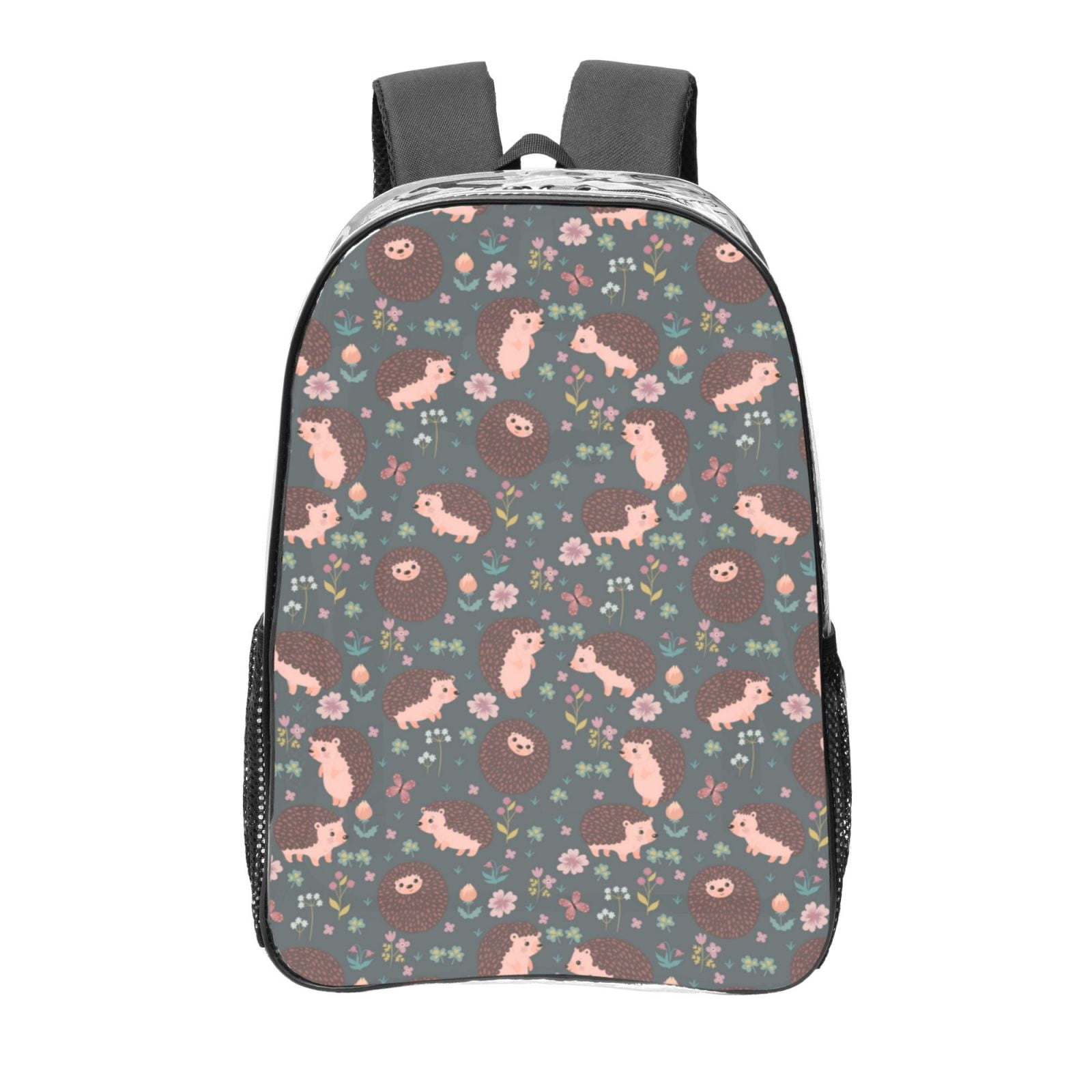 Susaid Hedgehogs and Flowers1 Print Clear Backpack See Through ...