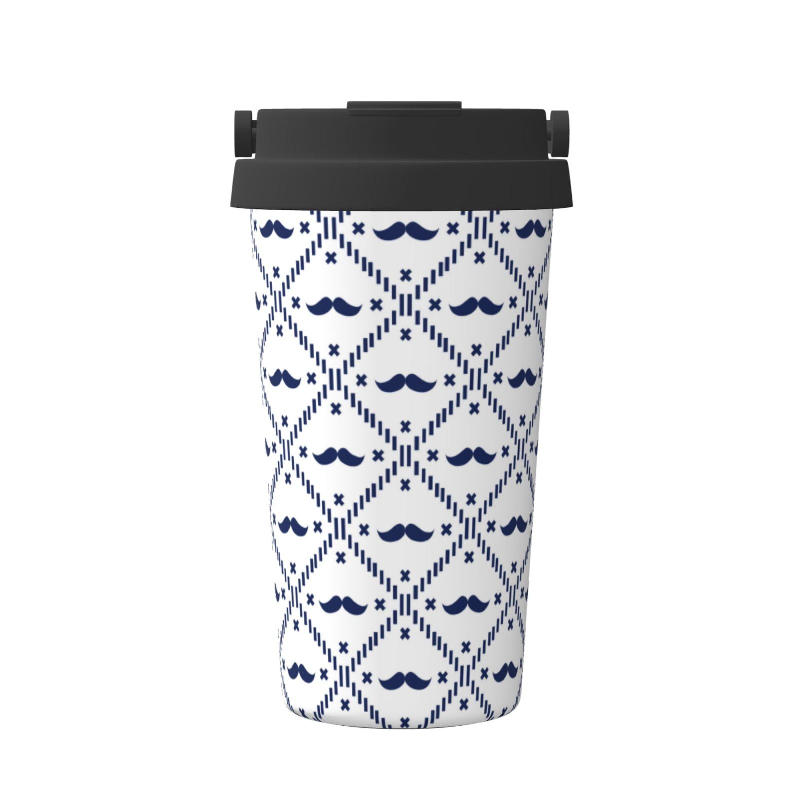 Susaid Hipster Mustache Print Coffee Travel Mug, Insulated Coffee Mug ...