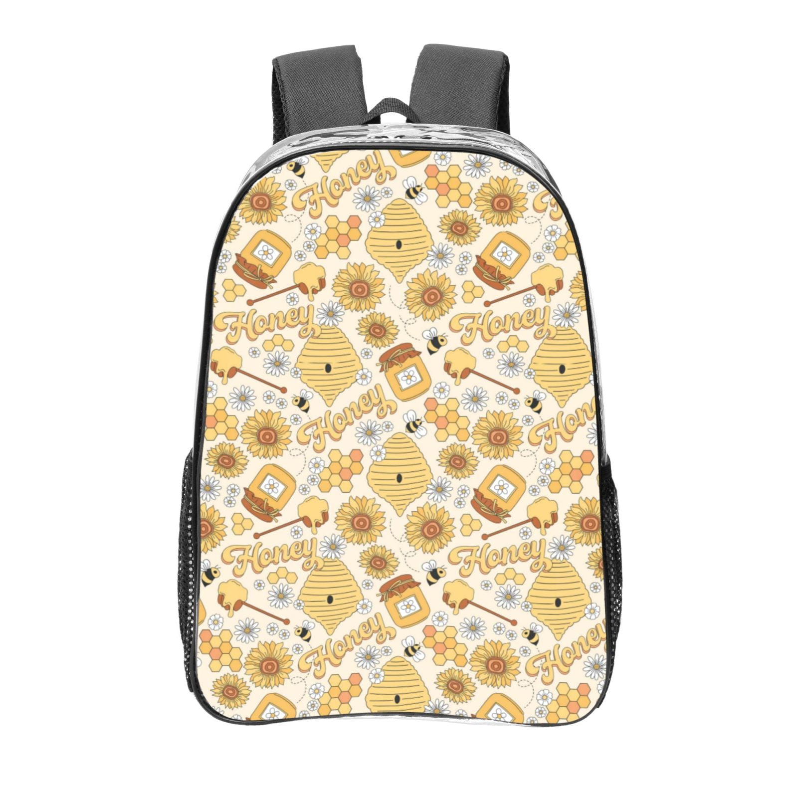 Susaid Honey Honeycomb Print Clear Backpack See Through Transparent ...