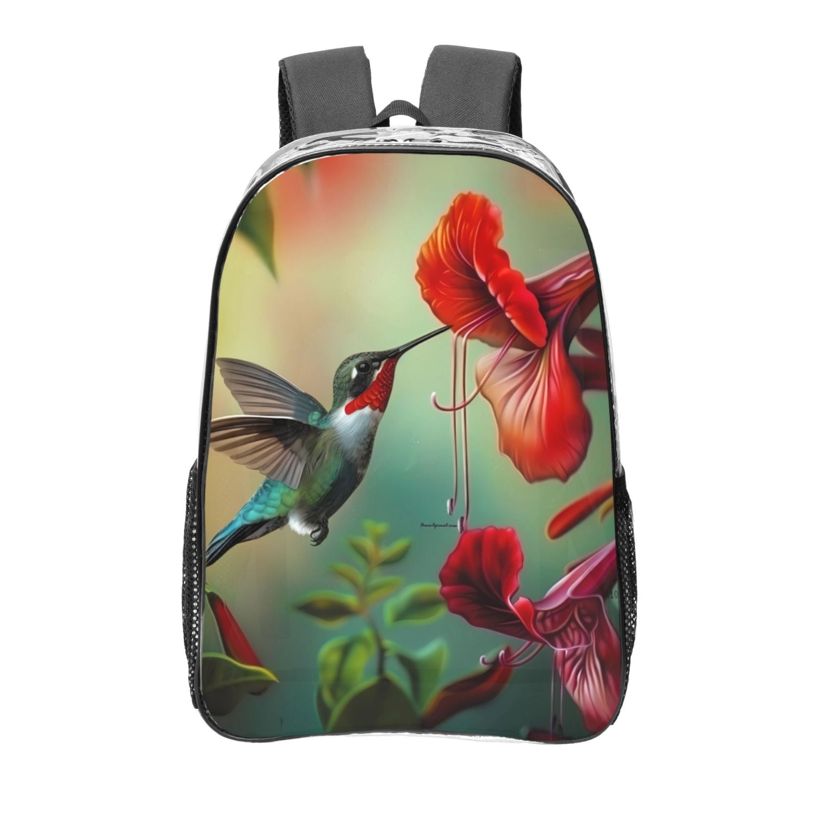 Susaid Hummingbird Floral Paradise Print Clear Backpack See Through ...