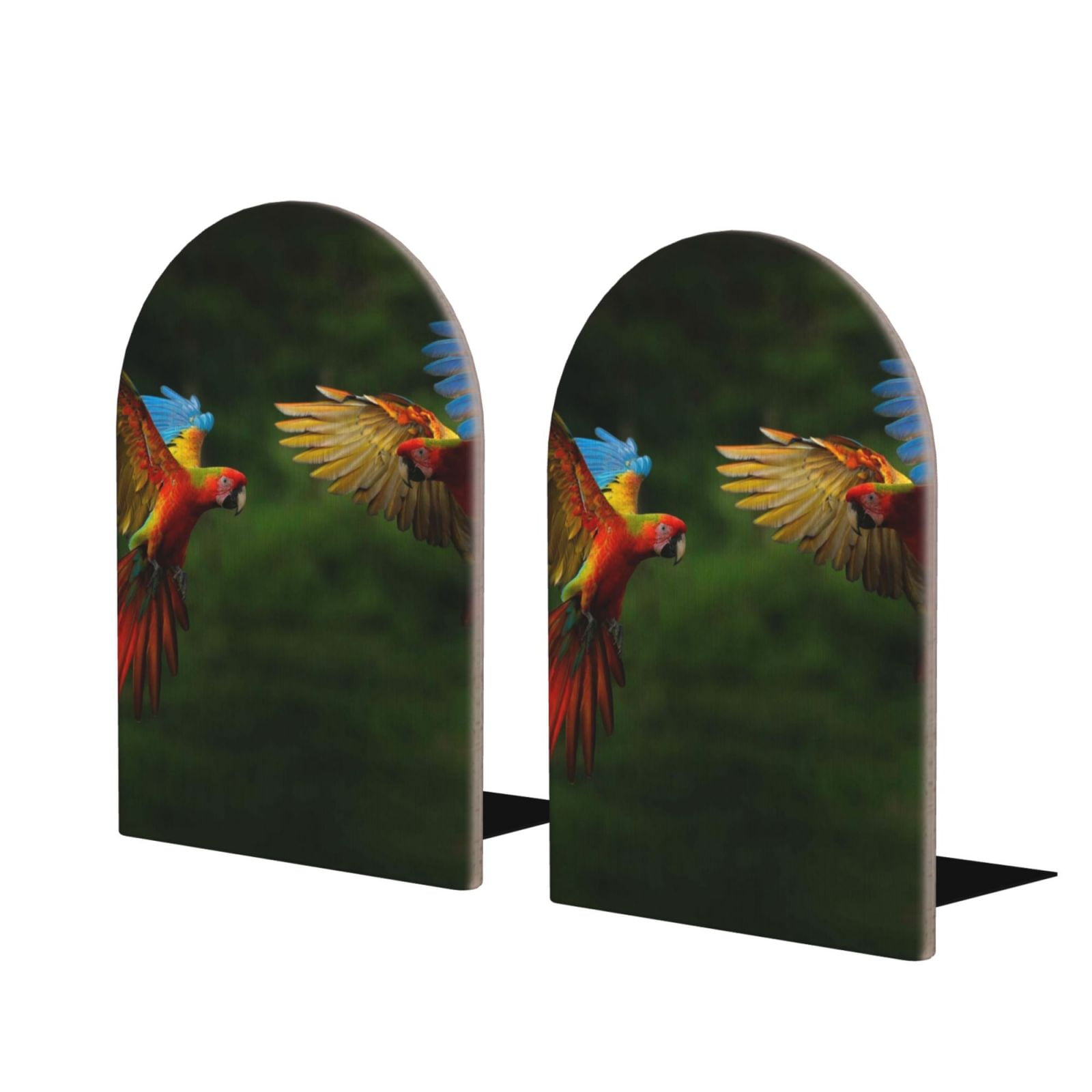 Susaid Hybrid Parrot in the Forest Print Wooden Bookends Decorative ...