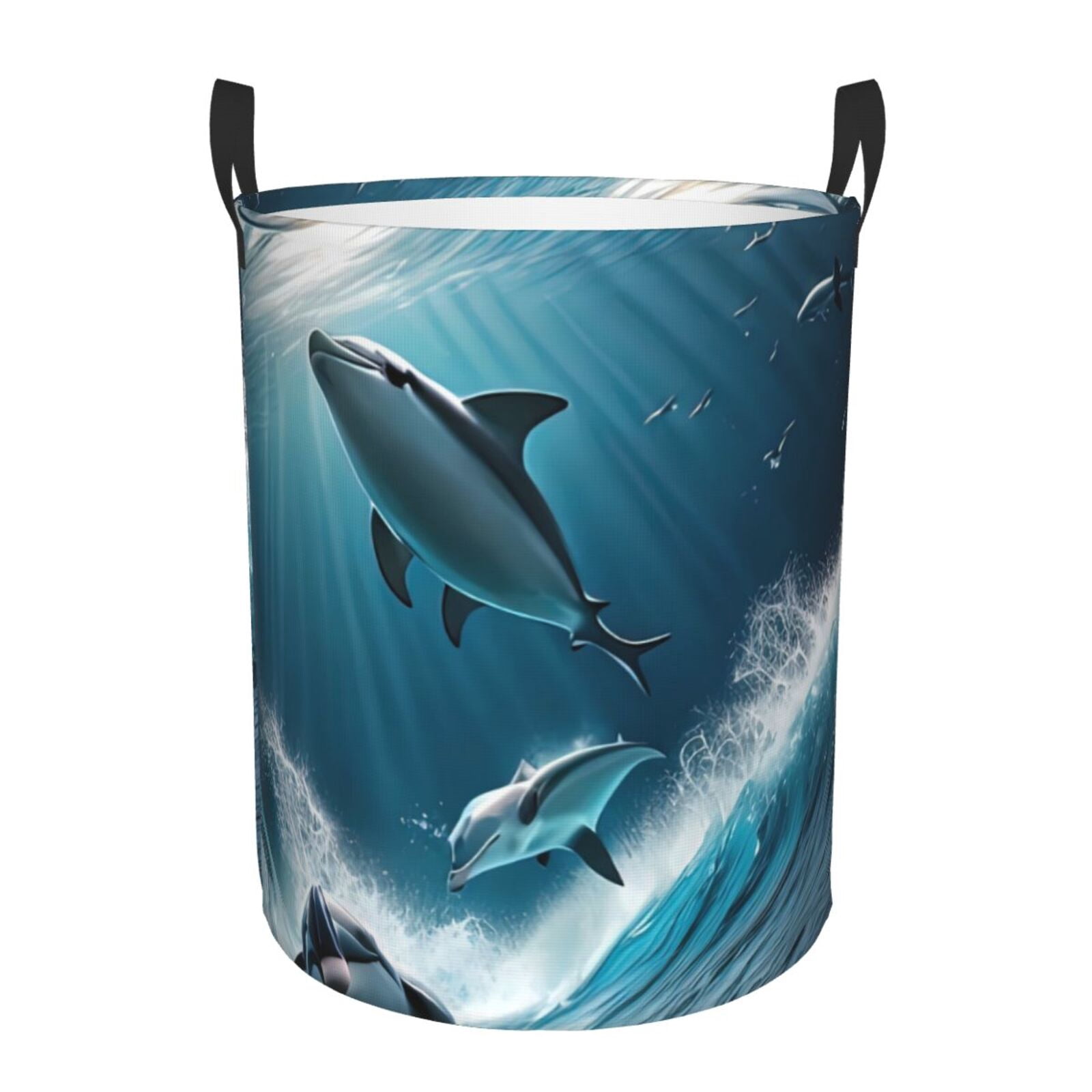 Susaid Ice Blue Ocean Cute Dolphin A Print Waterproof Oxford Cloth ...