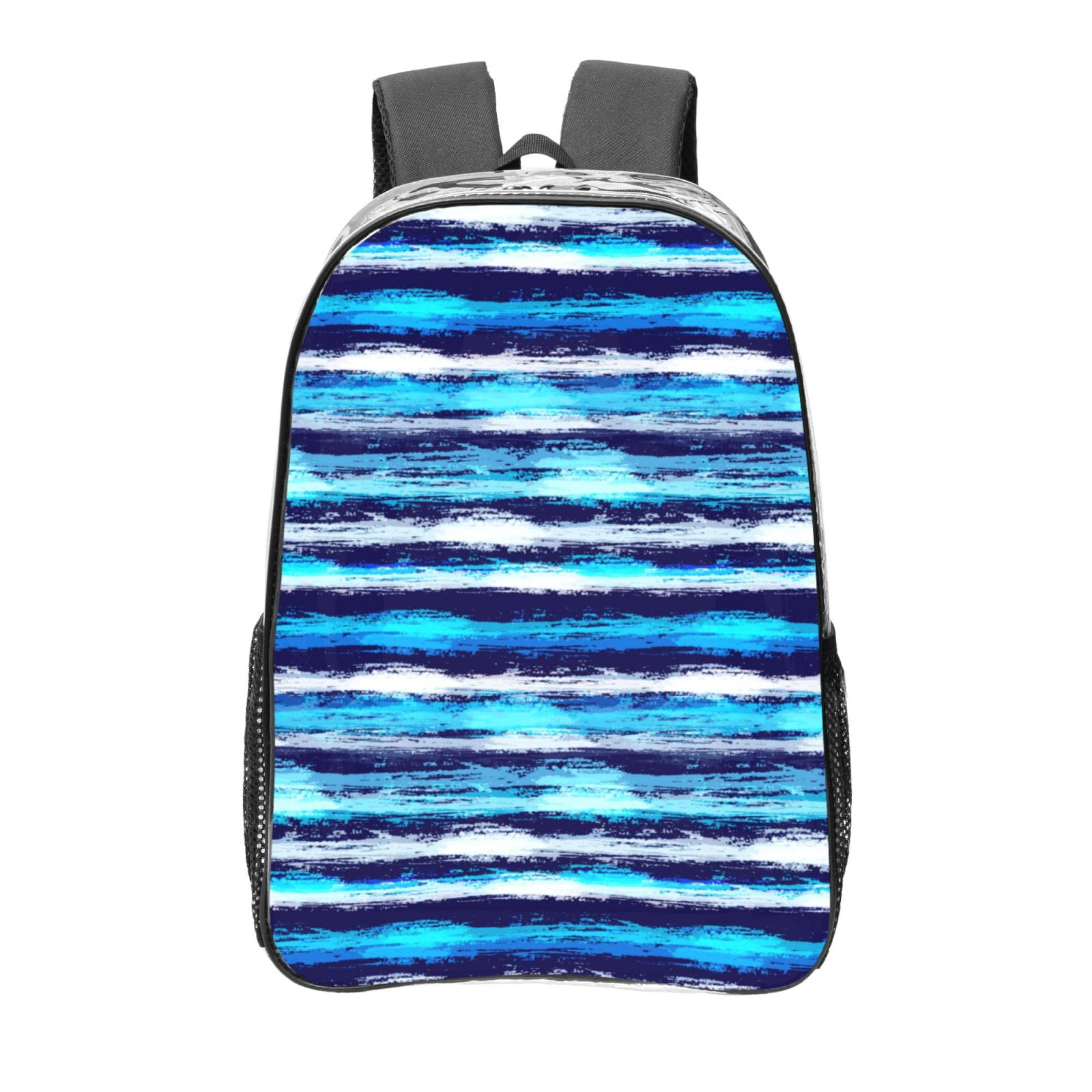 Susaid Ice Blue Stripes Print Clear Backpack See Through Transparent ...