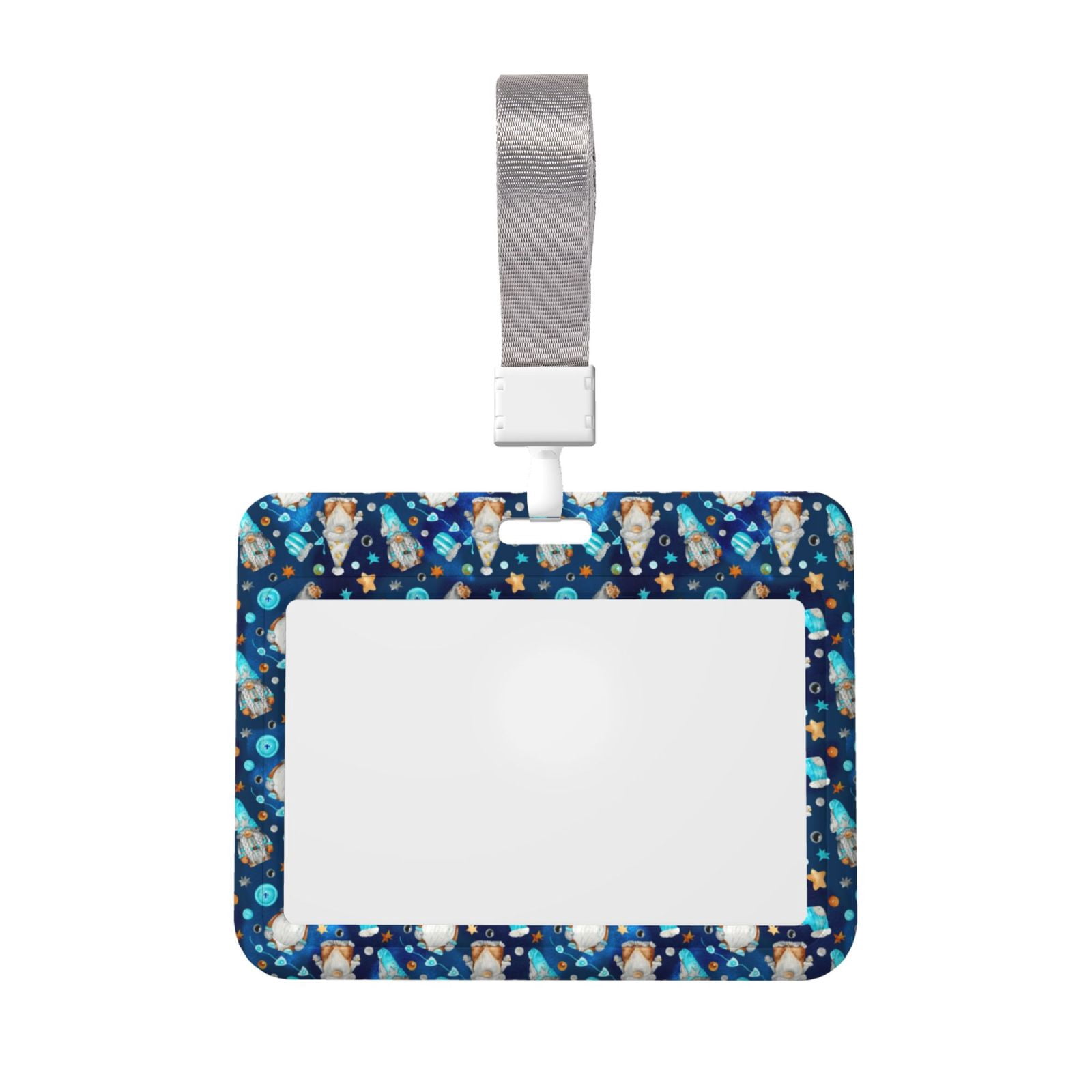 Susaid Ice blue old man cute winter Print ID Badge Holder with Double ...