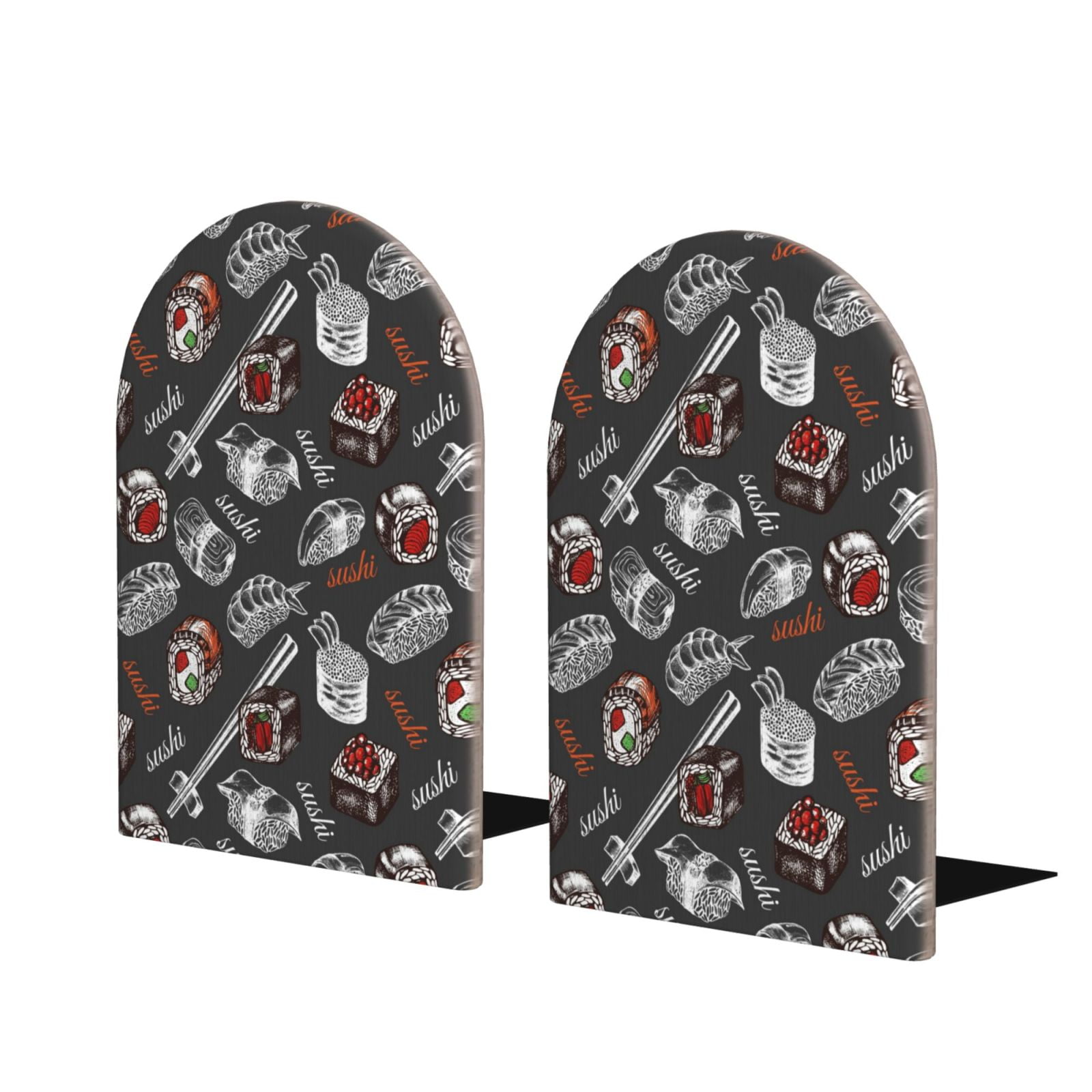 Susaid Japanese Sushi Hashi Print Wooden Bookends Decorative Book Ends ...