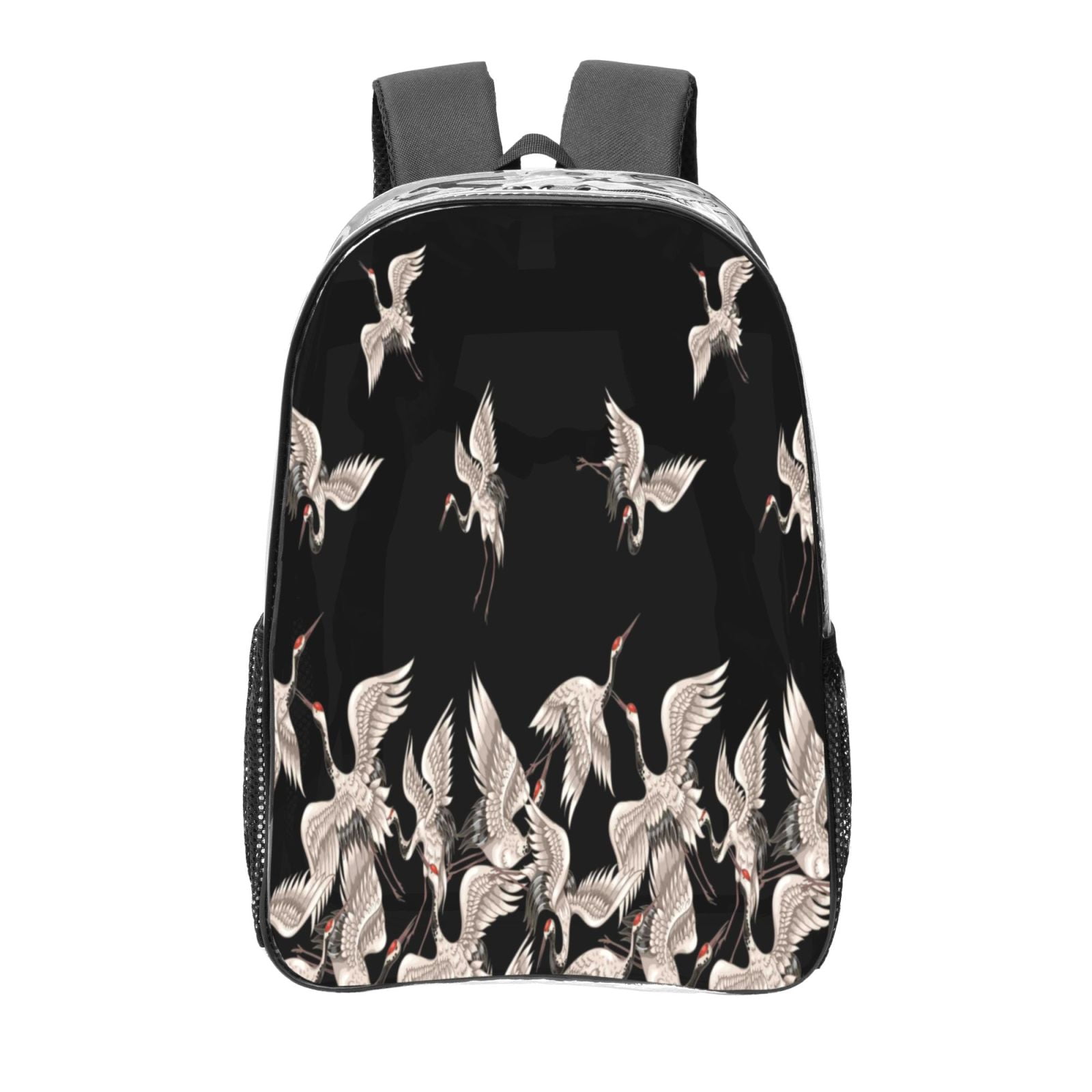 Susaid Japanese White Crane Print Clear Backpack See Through ...