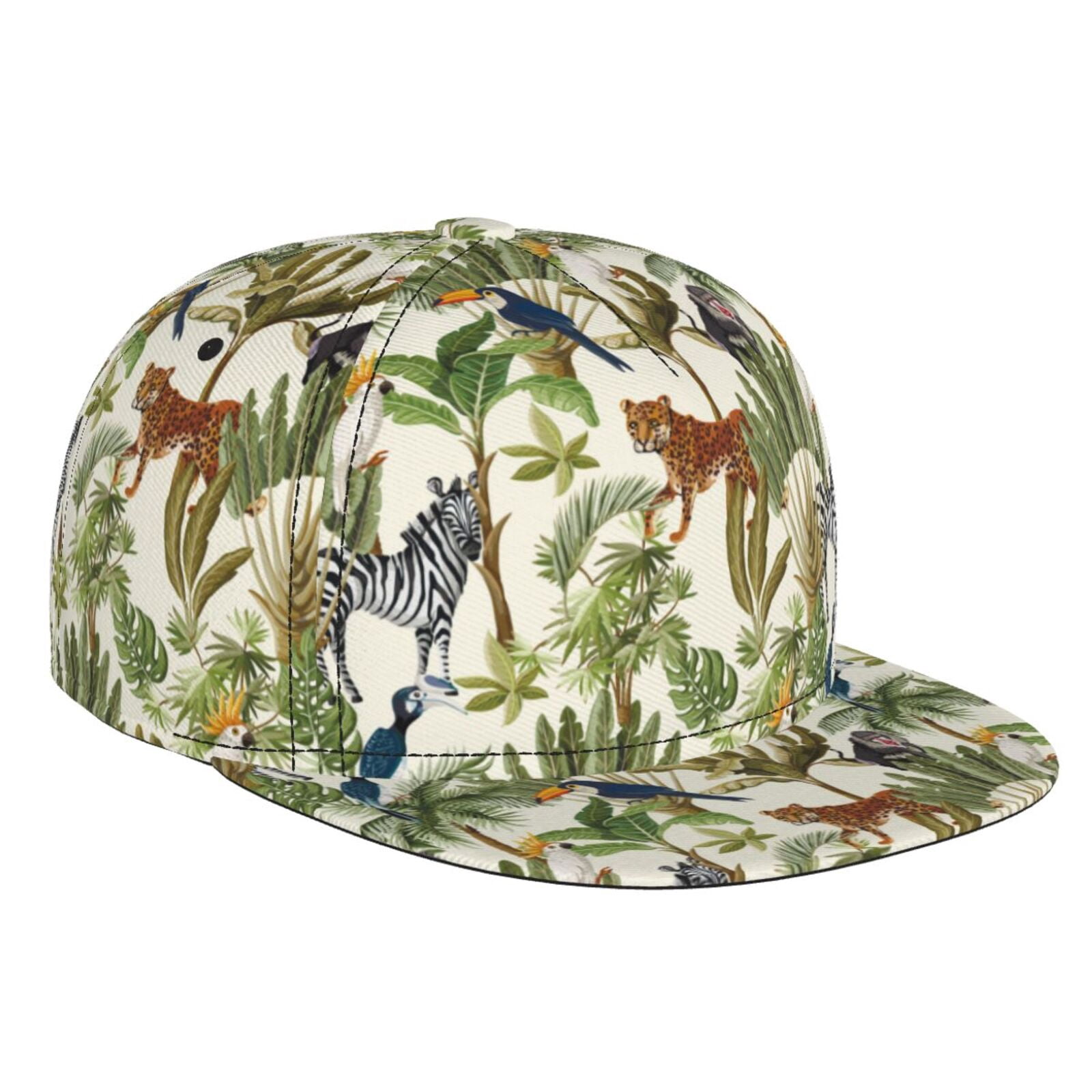 Susaid Jungle Animals Print Baseball Cap Hip Hop Style Flat Visor ...