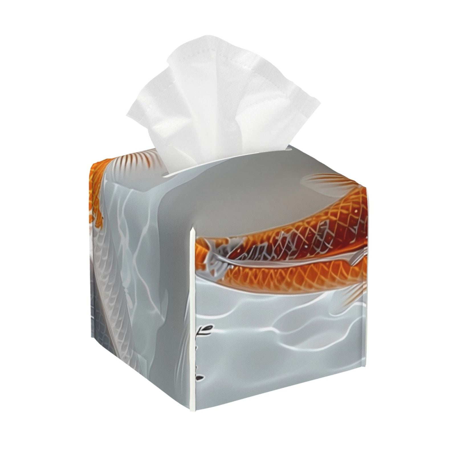 Susaid Koi Fish Water Print PU Leather Tissue Box Cover, Square ...