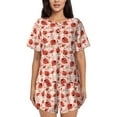 Susaid Ladybugs With Heart Spots Print Women's Pajama Set, Button-Up ...