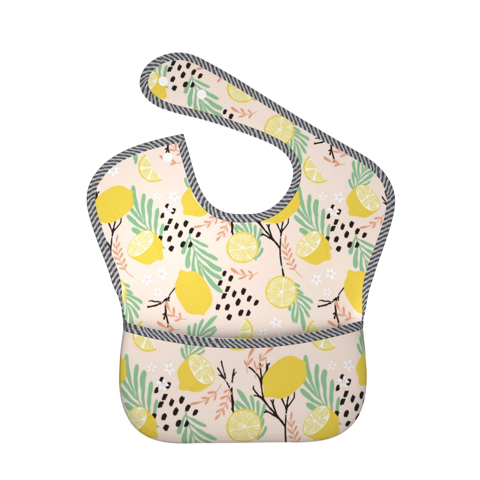 Susaid Lemon Leaves Print Bibs for Babies Toddlers Adjustable ...