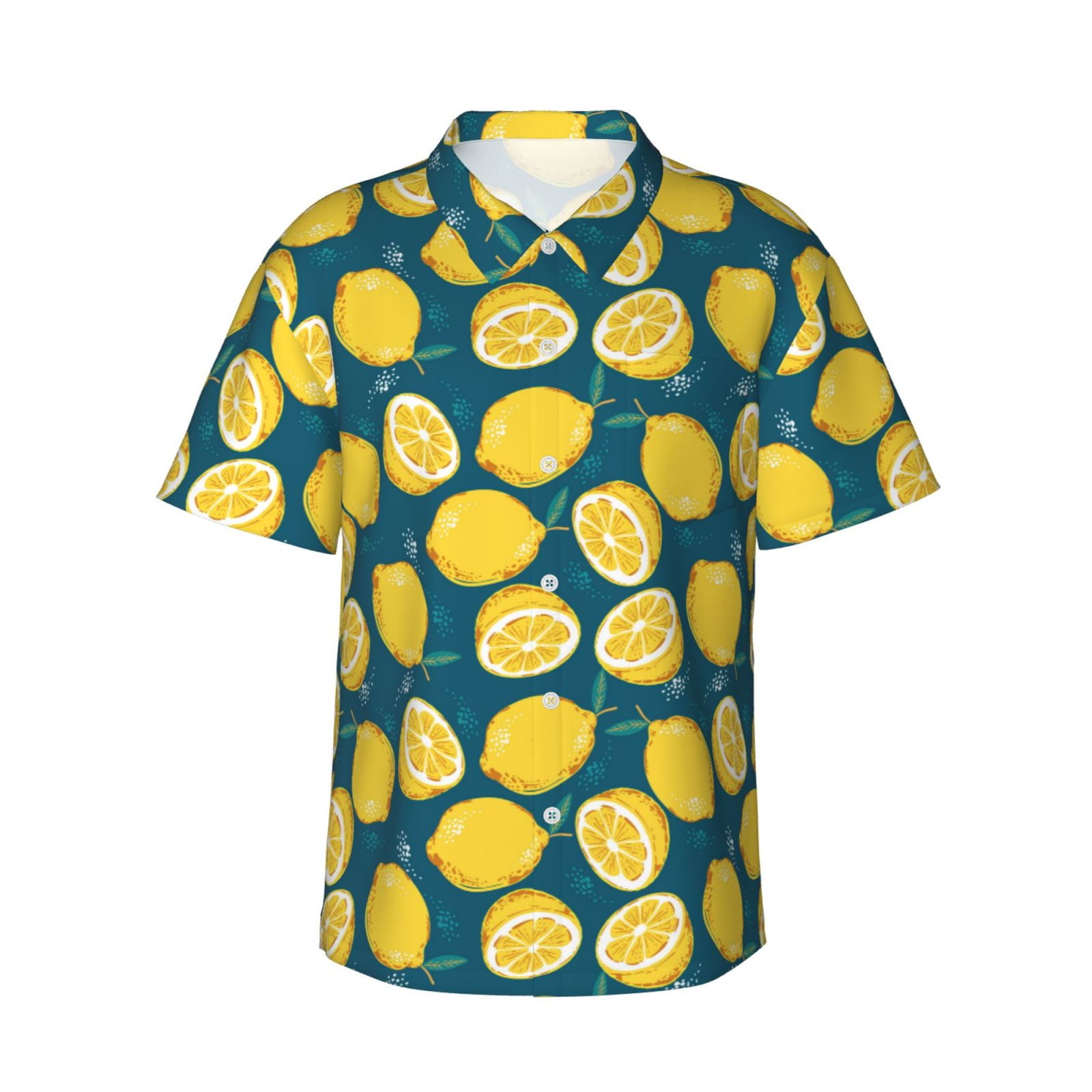 Susaid Lemon Print Hawaiian Shirts for Men Women,Hawaiian Summer Short ...