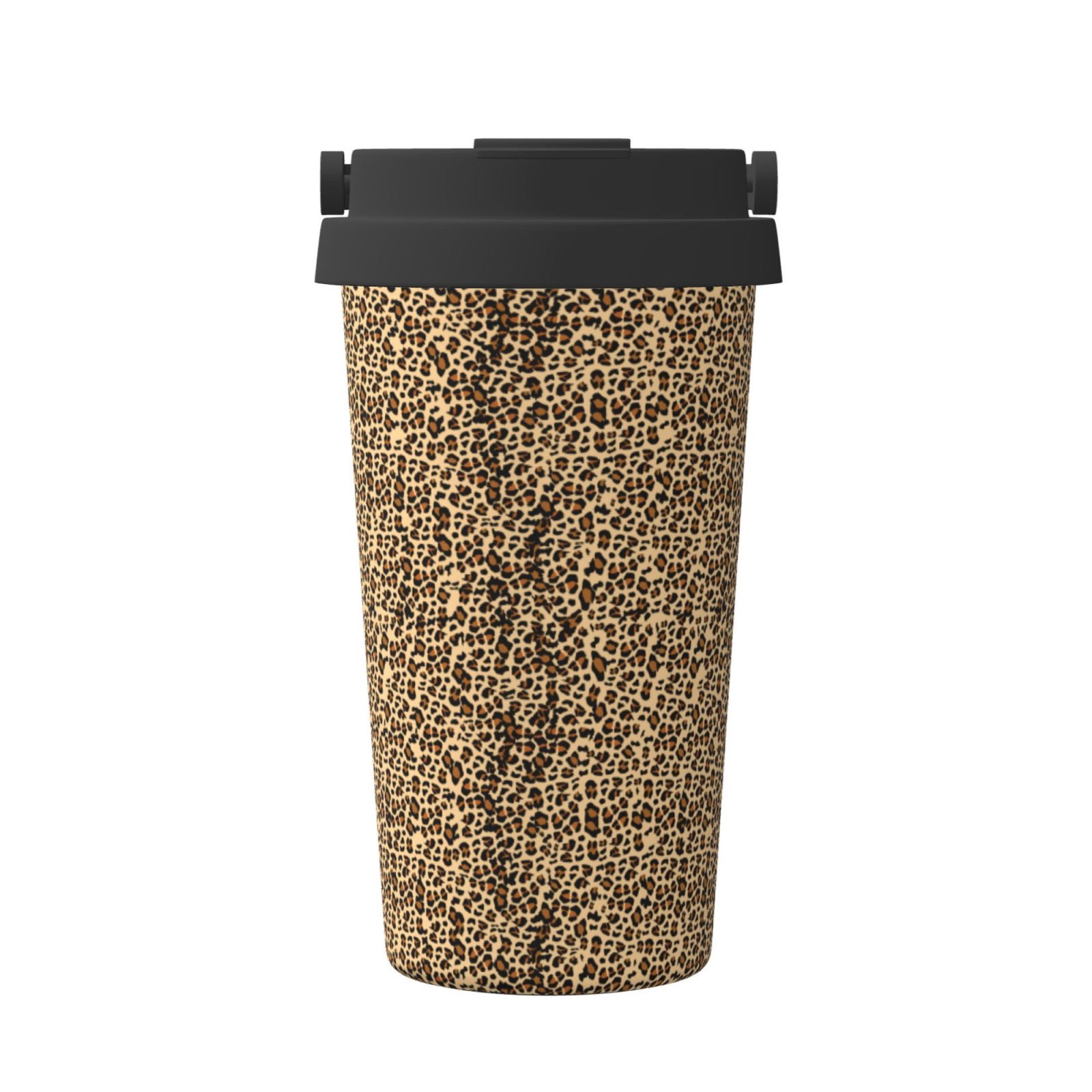 Susaid Leopard Print Brown Print Coffee Travel Mug, Insulated Coffee ...